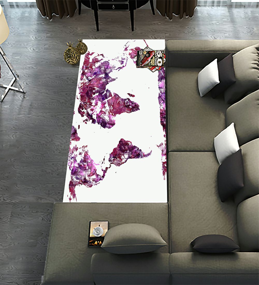 ECZJNT World Map Runner Rug 4 x 12ft Long Area Rug Carpet for Hallway ...