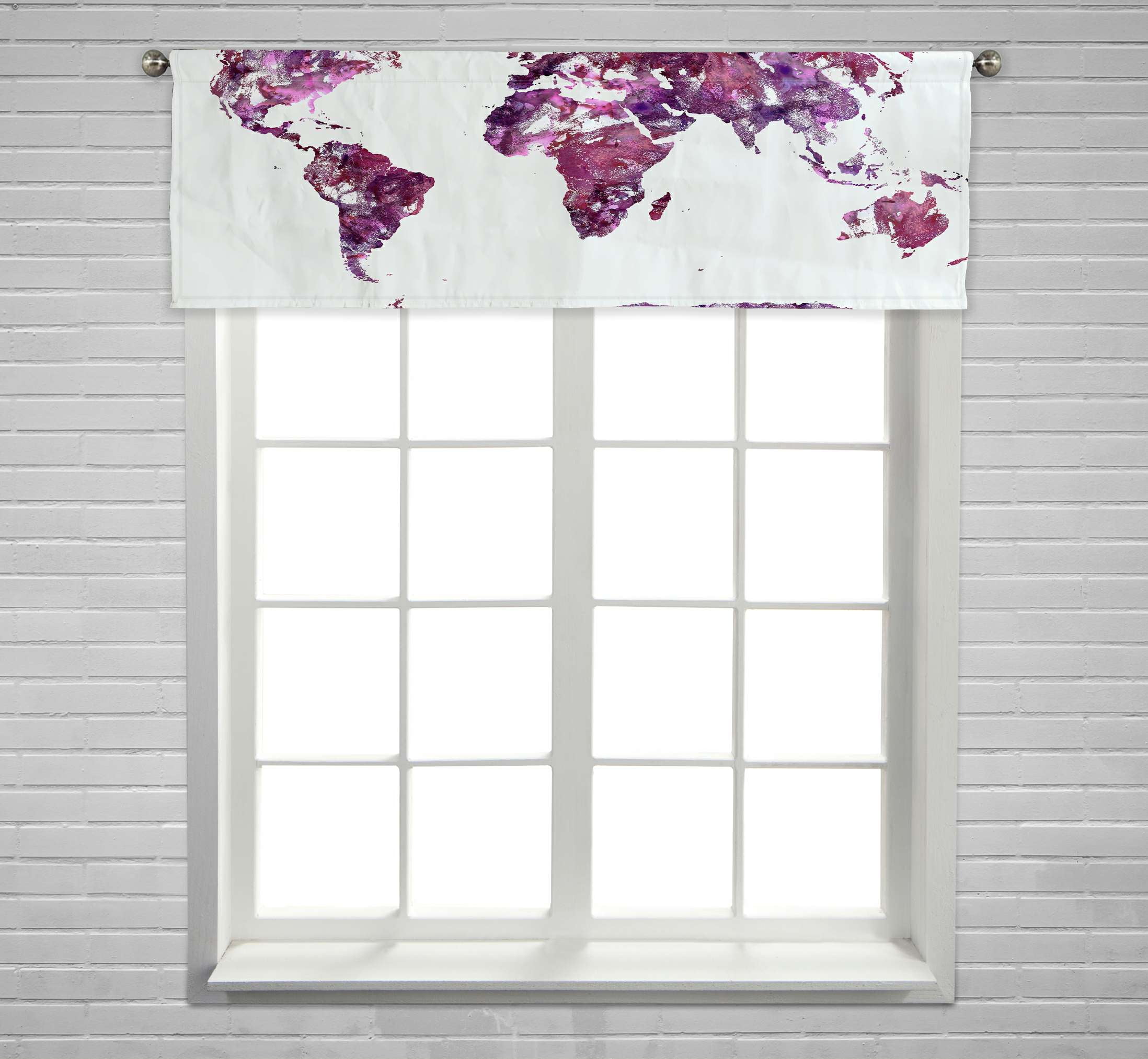 ECZJNT World Map Window Curtain Valance Rod Pocket Size 54x18 Inch ...