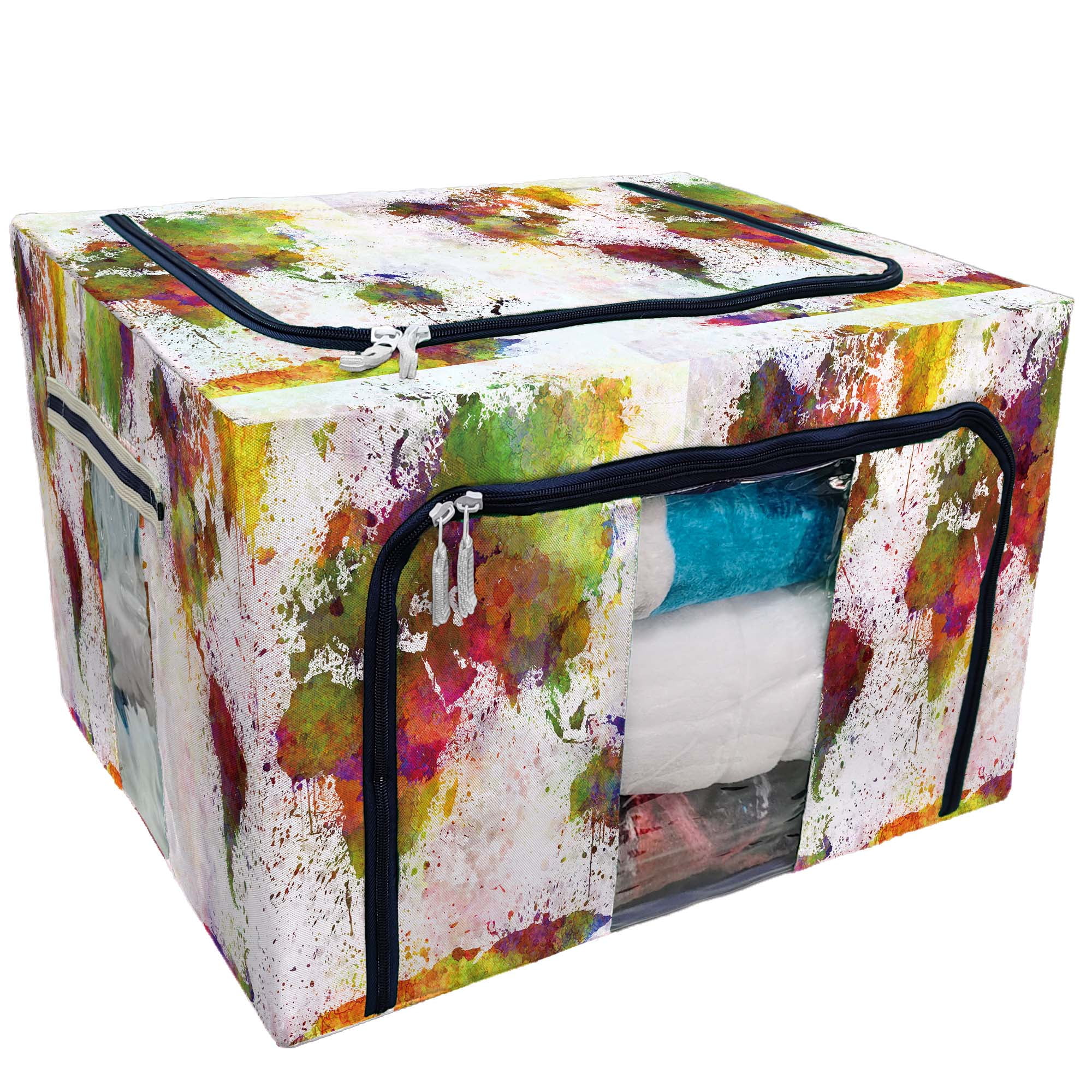 ECZJNT World map in watercolor painting abstract splatters Storage Bag ...