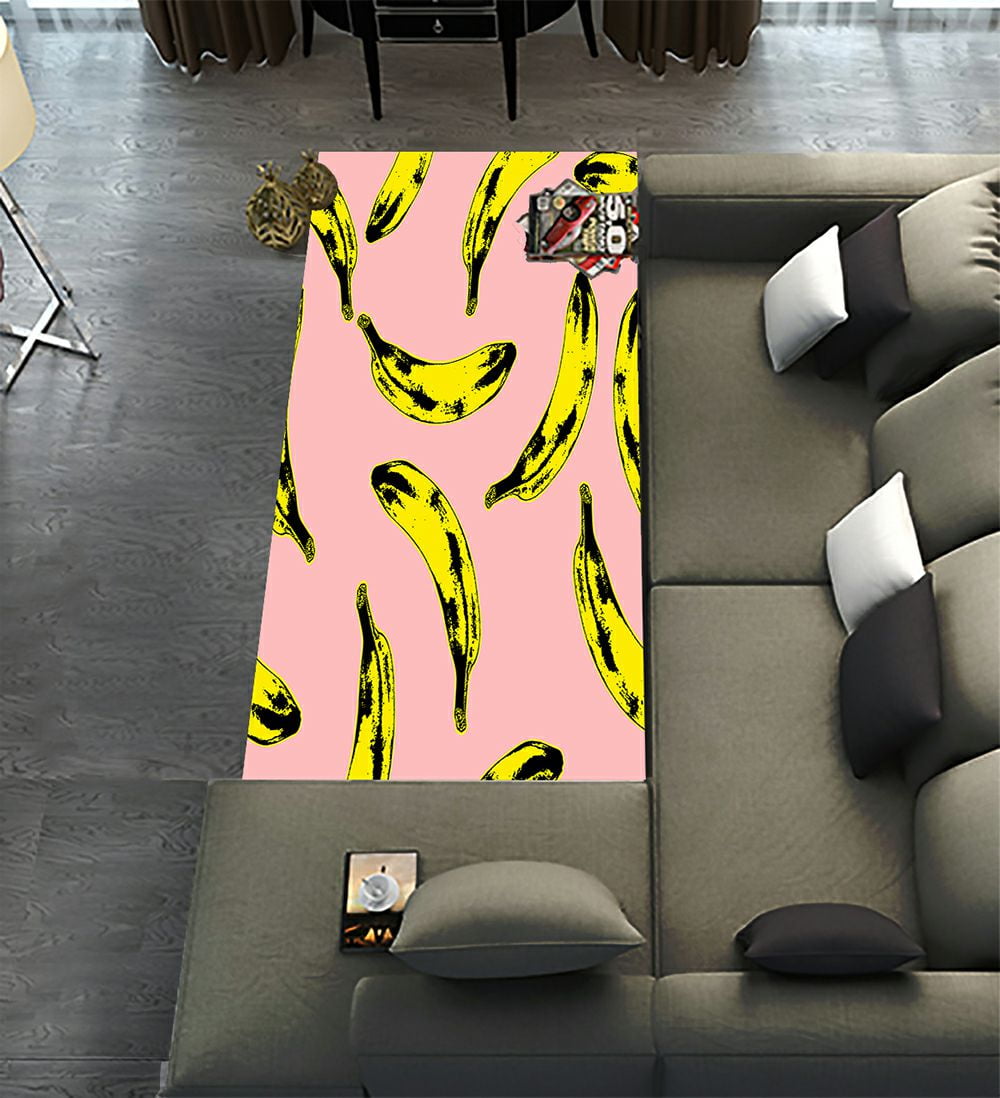 ECZJNT Yellow And Black Dark Bananas Runner Rug 4 x 12ft Long Area Rug ...