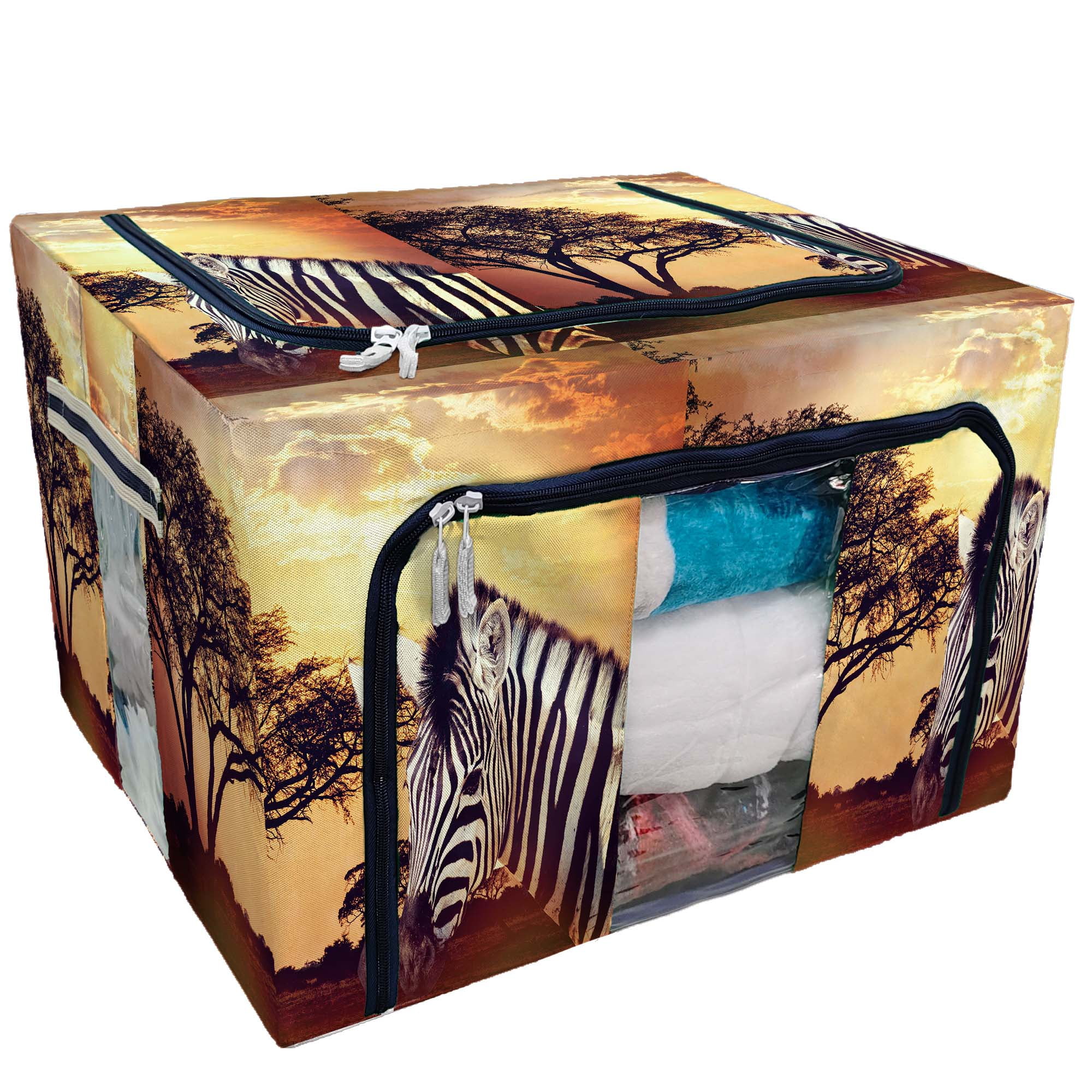 ECZJNT Zebra portrait on african sunset with acacia Storage Bag Clear ...