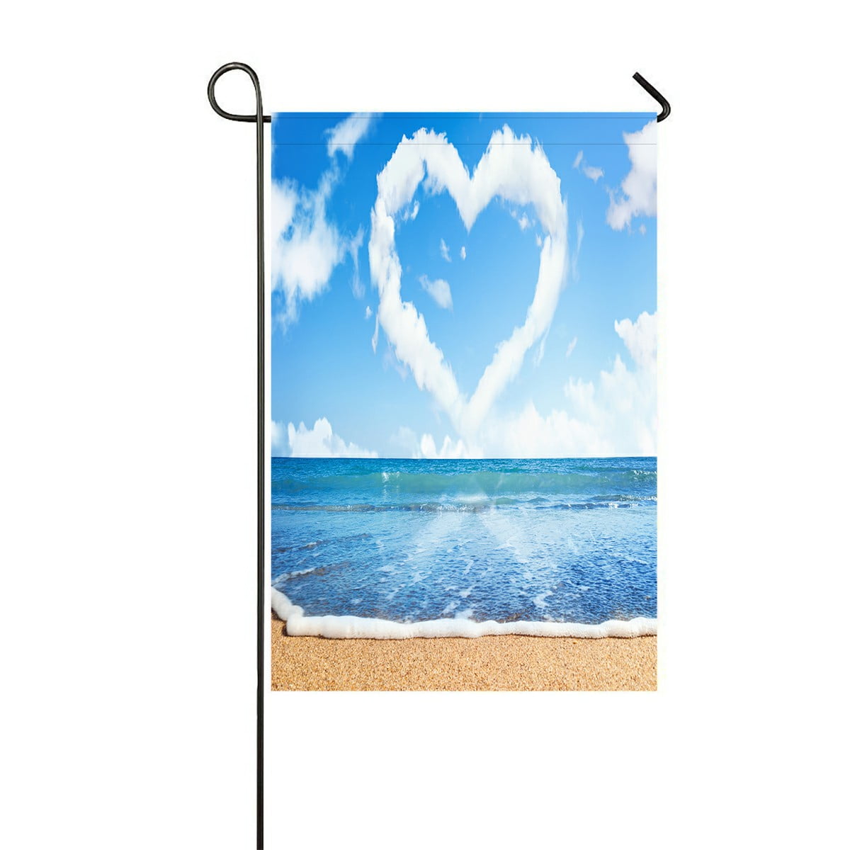 ECZJNT beach and sea Heart of clouds on sky Symbol of love Garden Flag ...