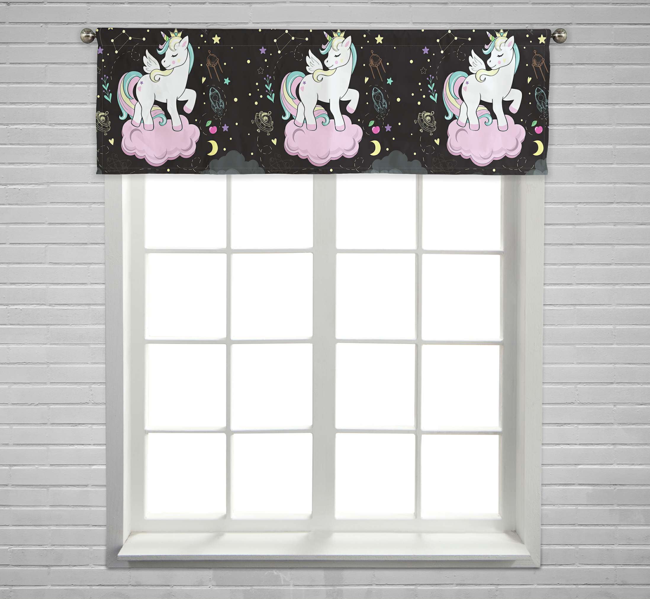ECZJNT beautiful unicorn pop art and elements of space Window Curtain ...