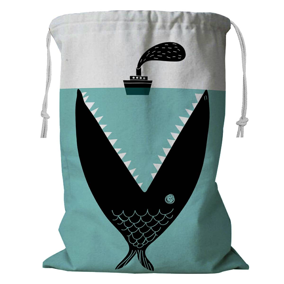 ECZJNT big fish devouring a ship Storage Basket Laundry Bag with ...