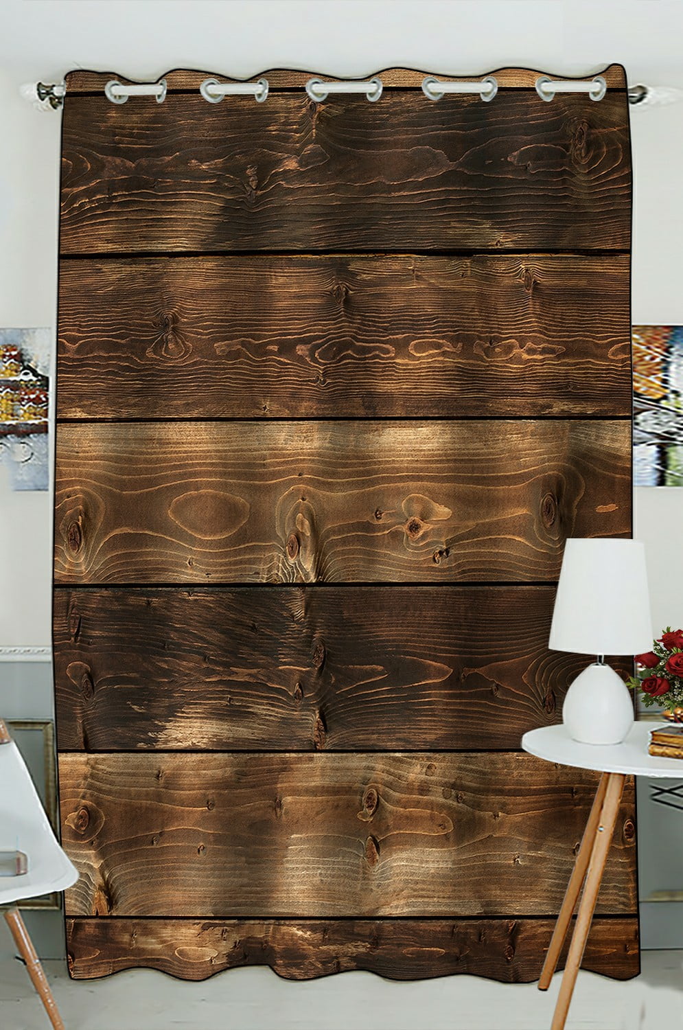 ECZJNT brown old wood texture with knot Blackout Window Curtain Drapery ...