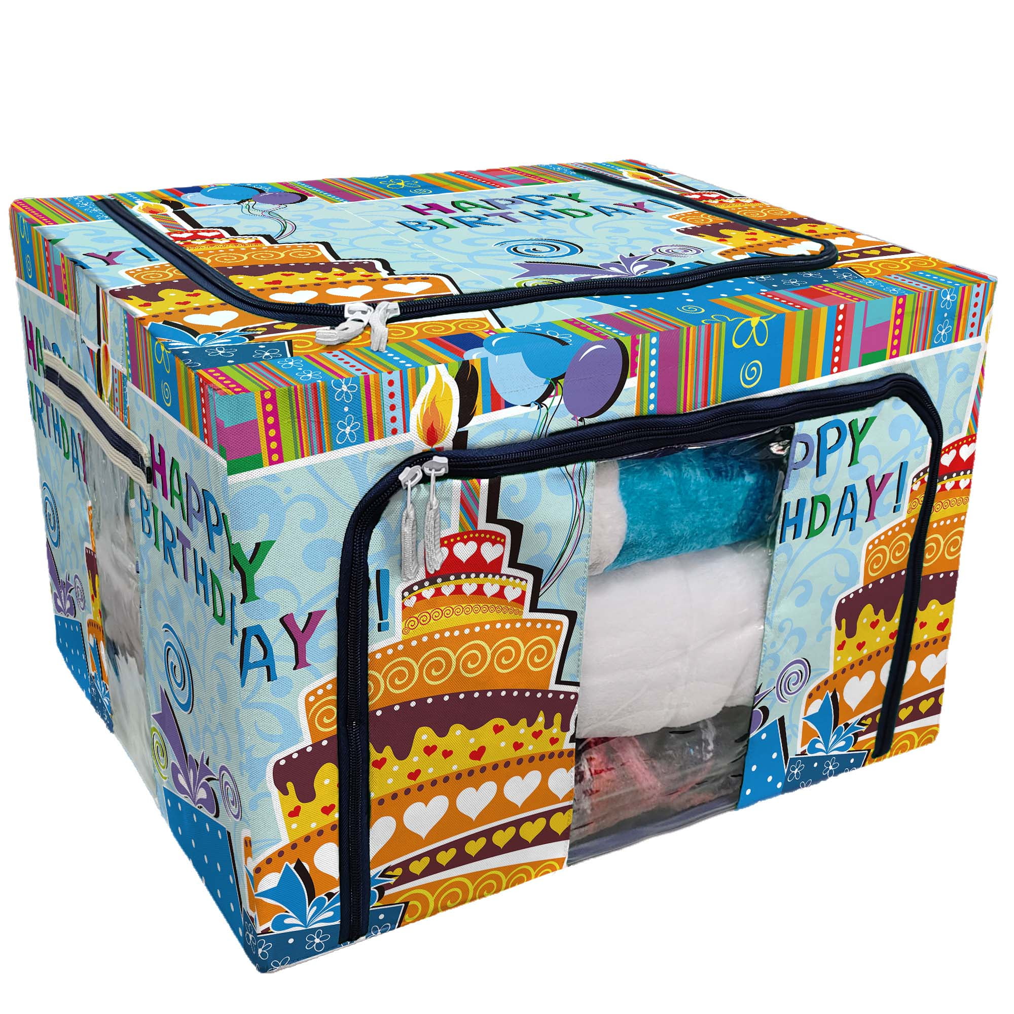 ECZJNT card with birthday cake Storage Bag Clear Window Storage Bins ...
