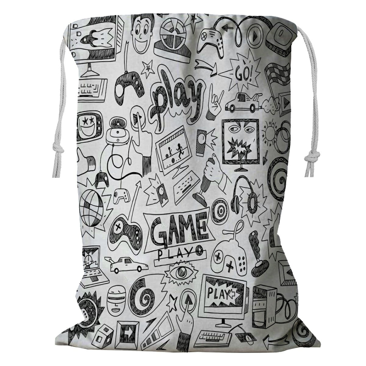 ECZJNT cartoon computer games doodles Storage Basket Laundry Bag with ...