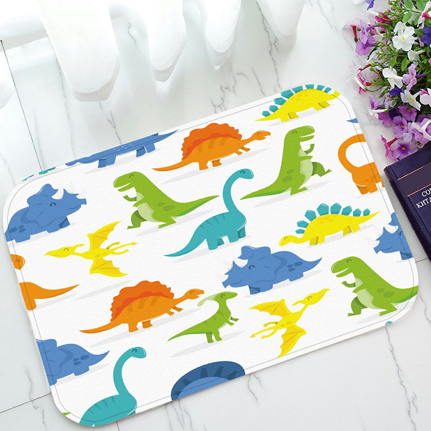 ECZJNT cartoon dinosaurs Welcome Doormat Bath Mat Rug Entrance Rug ...