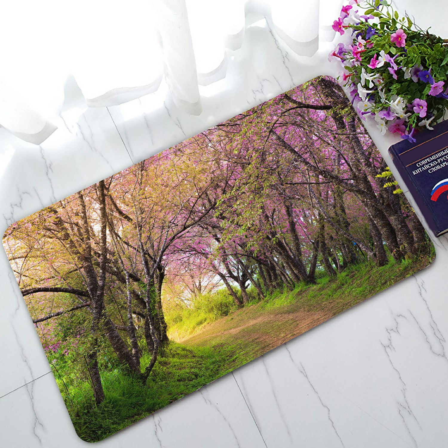 ECZJNT cherry blossom pink sakura in Thailand Welcome Doormat Bath Mat ...