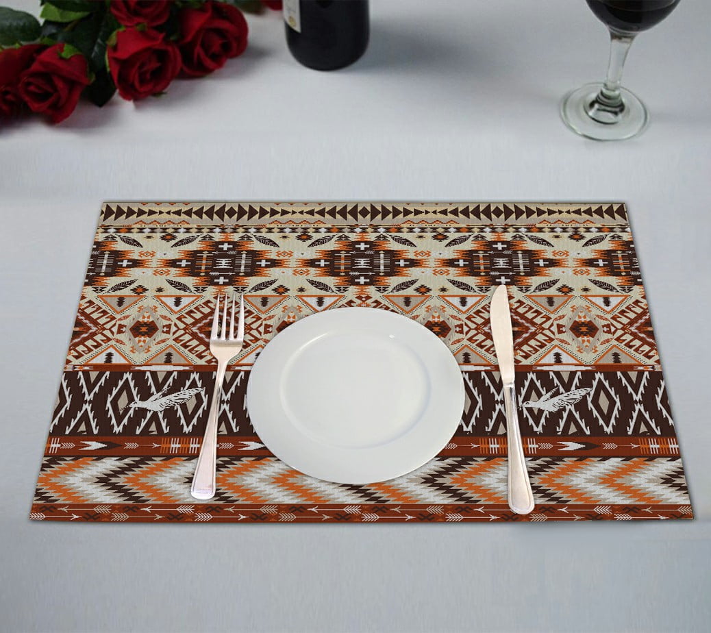ECZJNT colorful aztec geometric tribal pattern Placemat Table Mat Cup ...