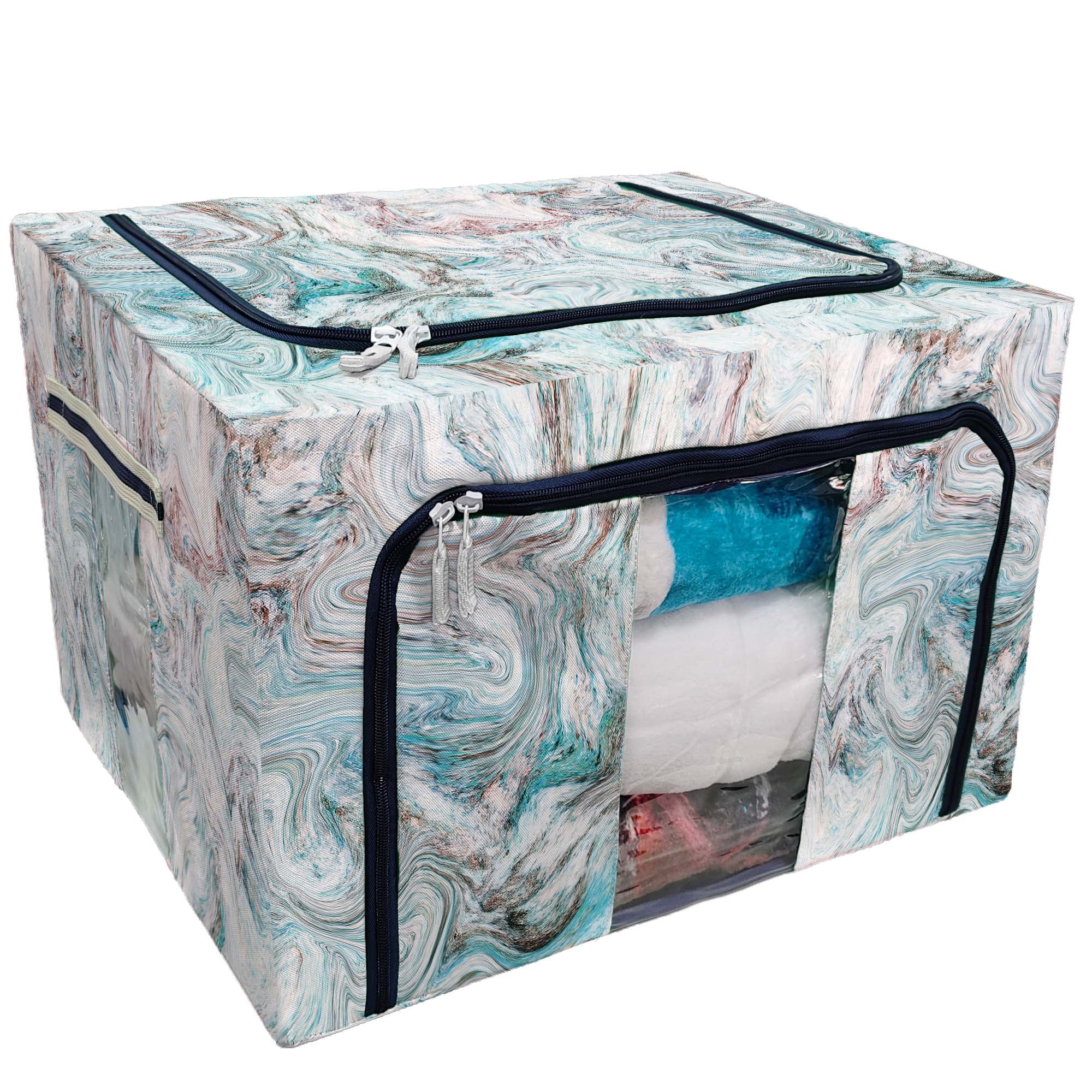 ECZJNT colorful marble texture Storage Bag Clear Window Storage Bins ...