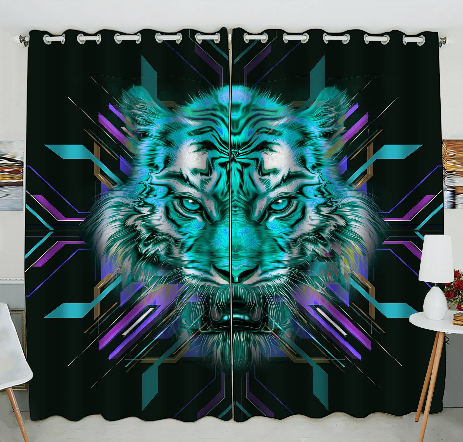 ECZJNT colorful tiger digital Blackout Window Curtain Drapery Panels ...