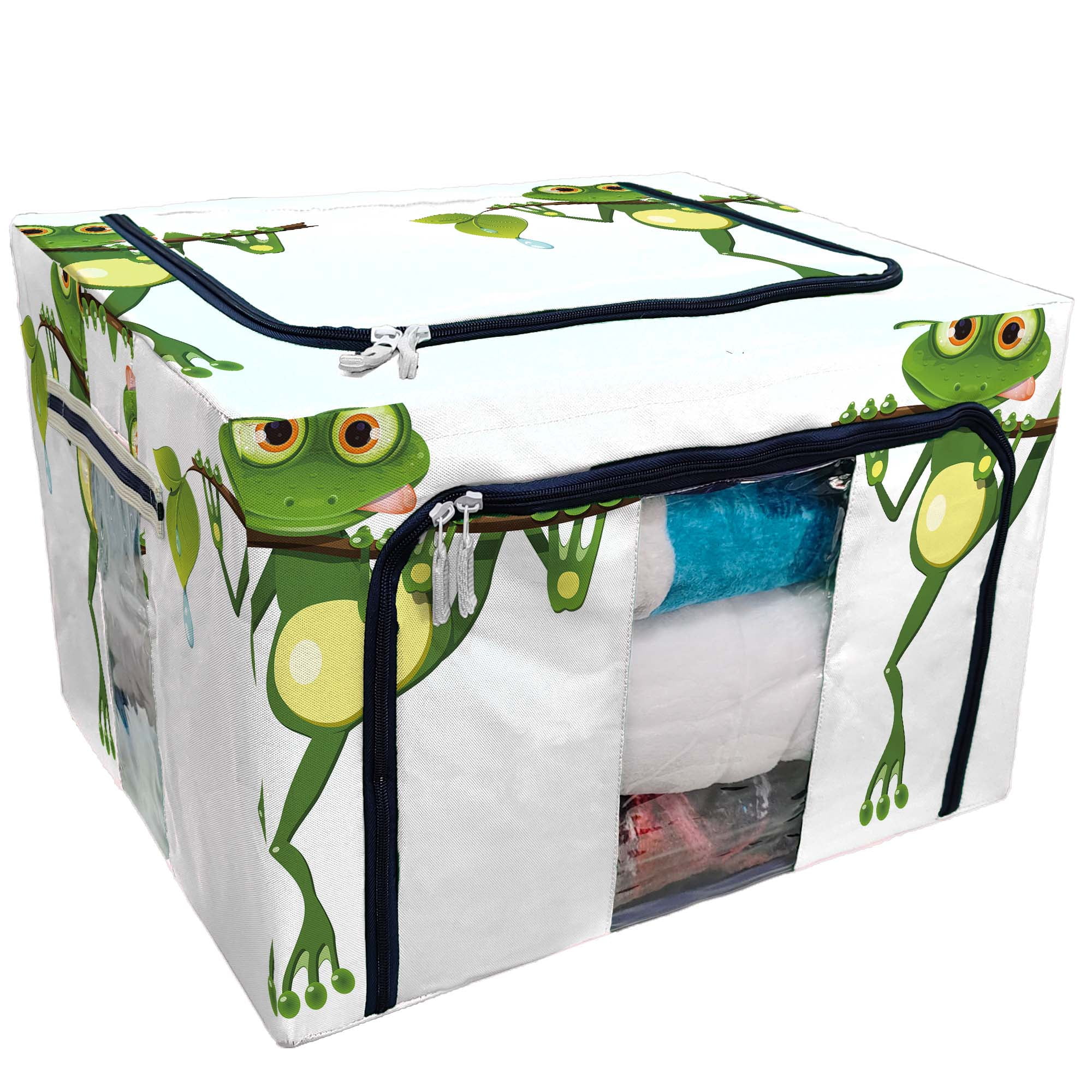 ECZJNT curious frog on stem of the tree Storage Bag Clear Window ...