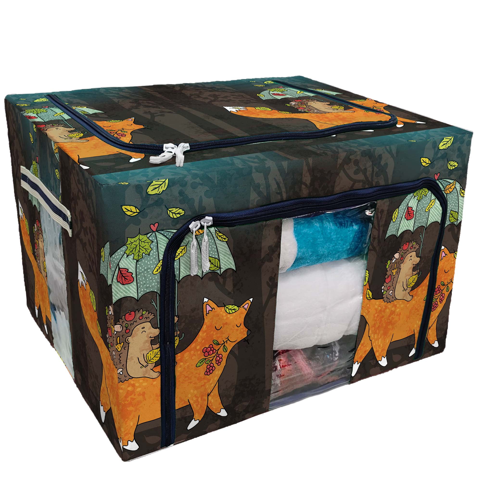 ECZJNT cute cartoon Autumn little hedgehog fox forest Storage Bag Clear ...