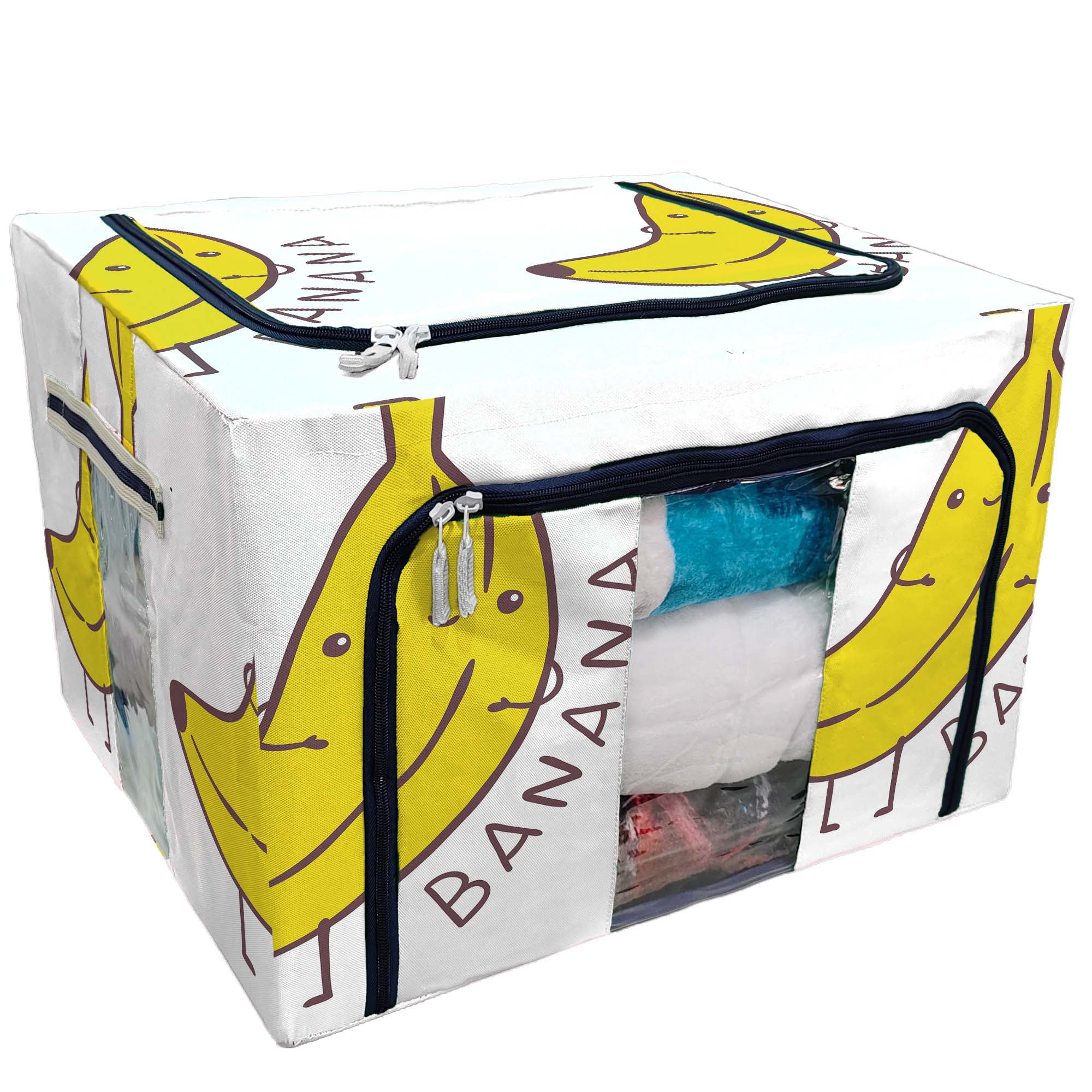 ECZJNT cute cartoon banana character Storage Bag Clear Window Storage ...