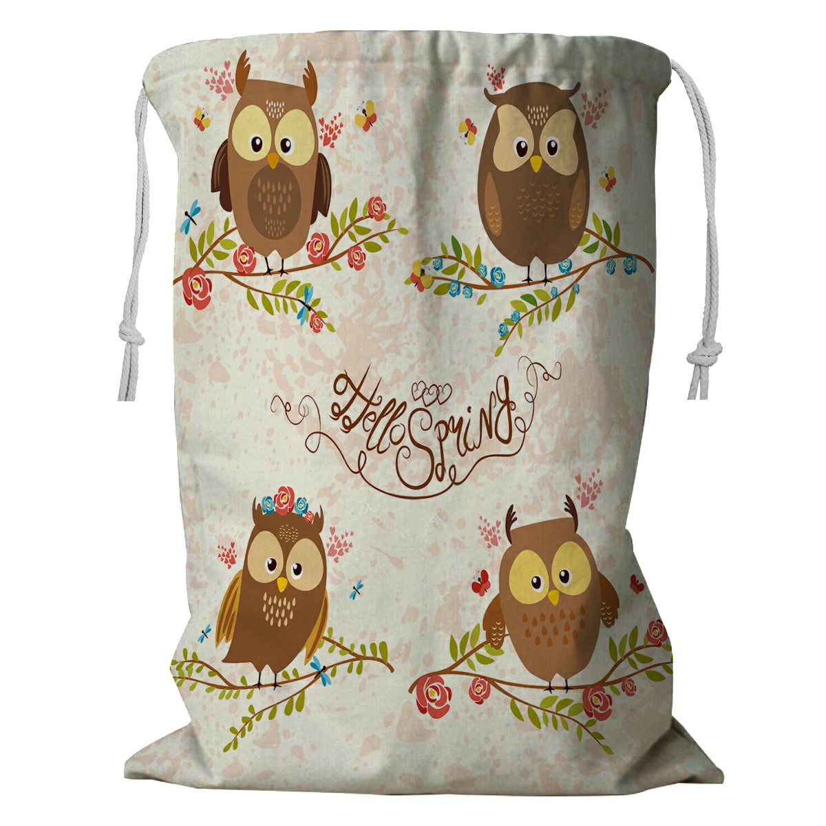 ECZJNT cute owls branch flowers lovers hello spring Storage Basket ...