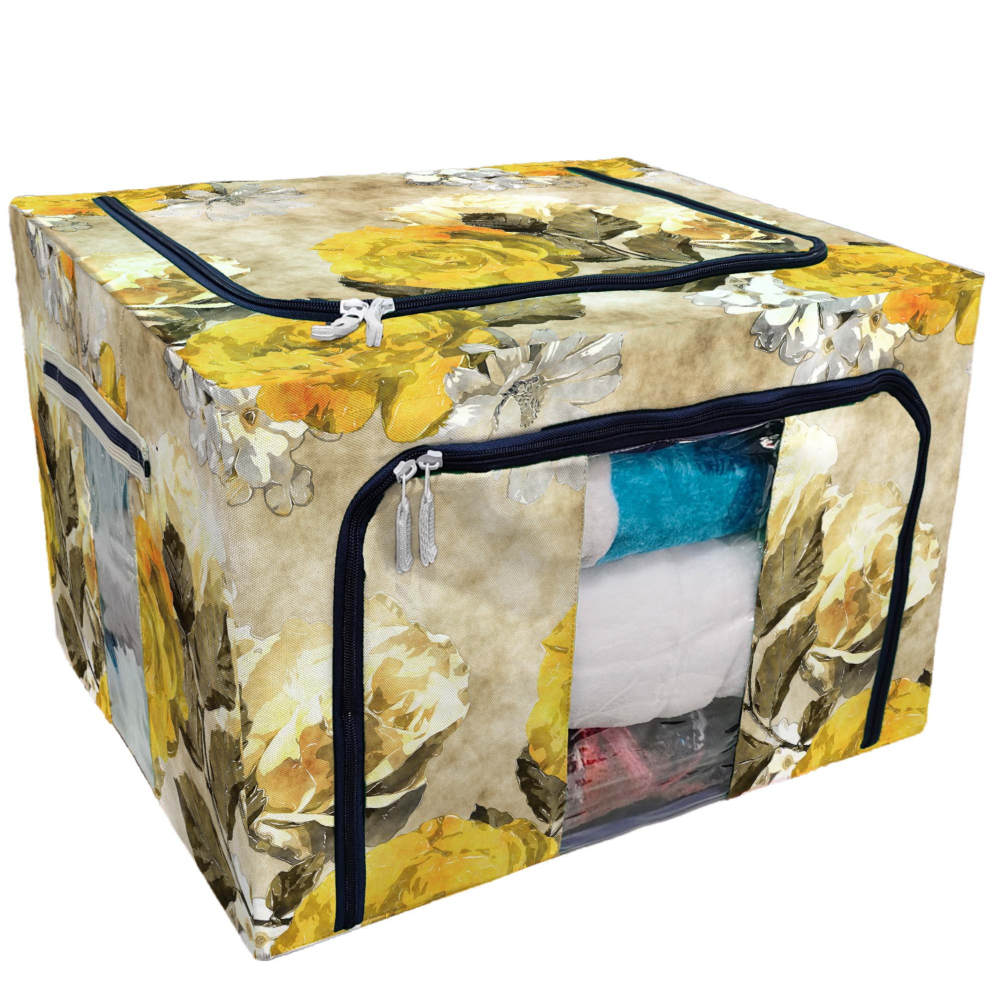 ECZJNT floral gold yellow white roses phlox asters beige Storage Bag ...