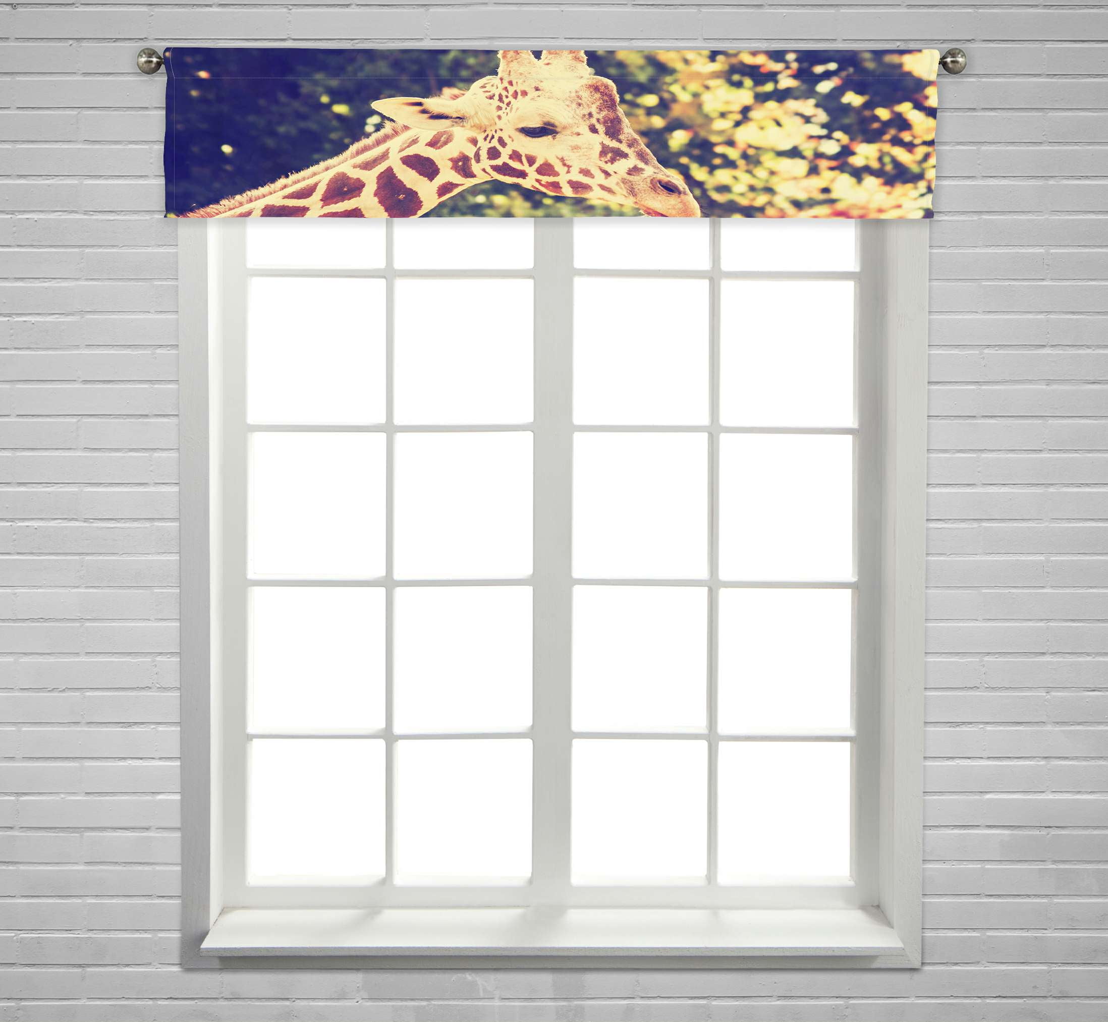 ECZJNT giraffe zoo Window Curtain Valance Rod Pocket Size 54x12 Inch ...