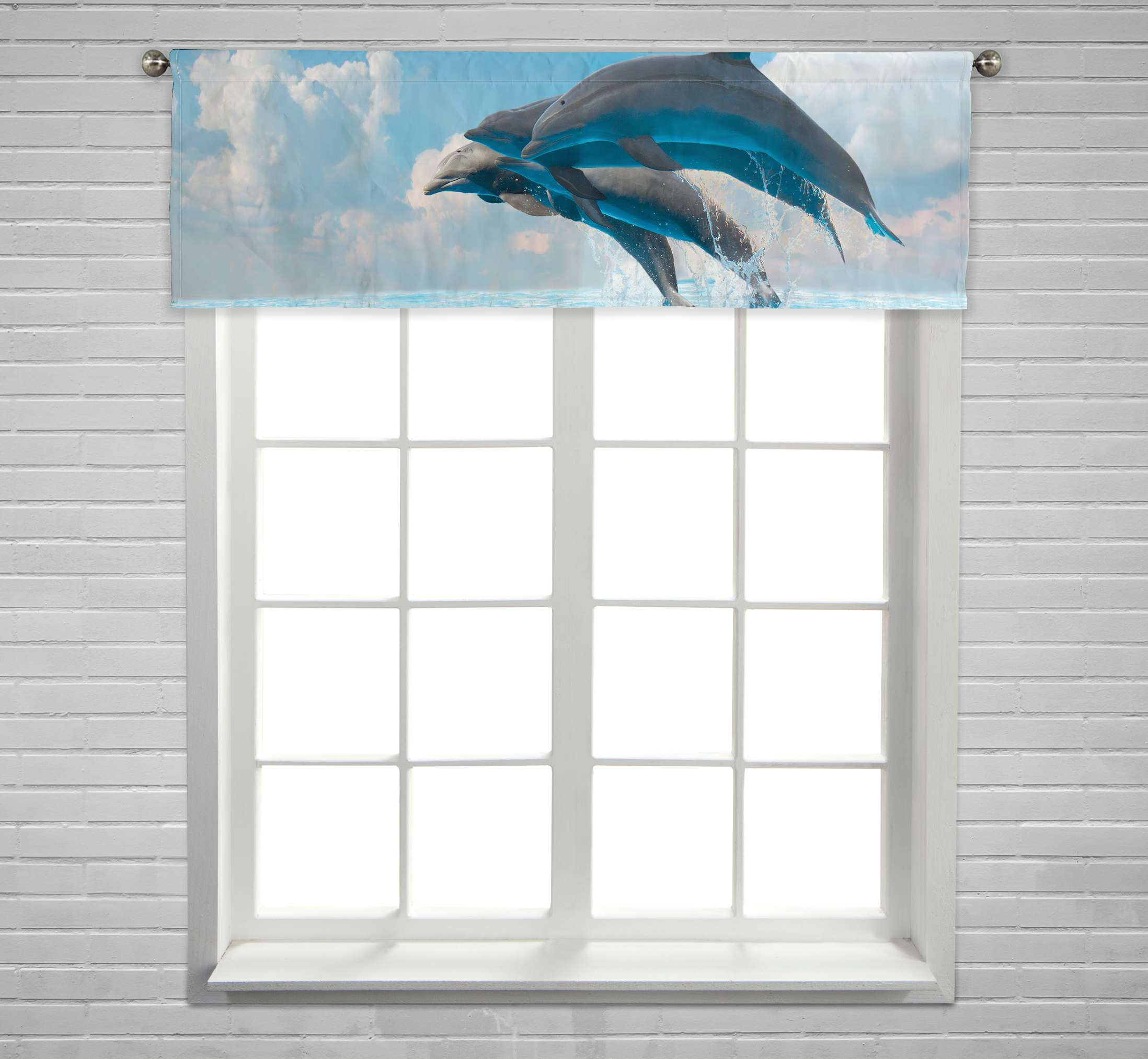 ECZJNT group of jumping dolphins beautiful seascape Window Curtain ...