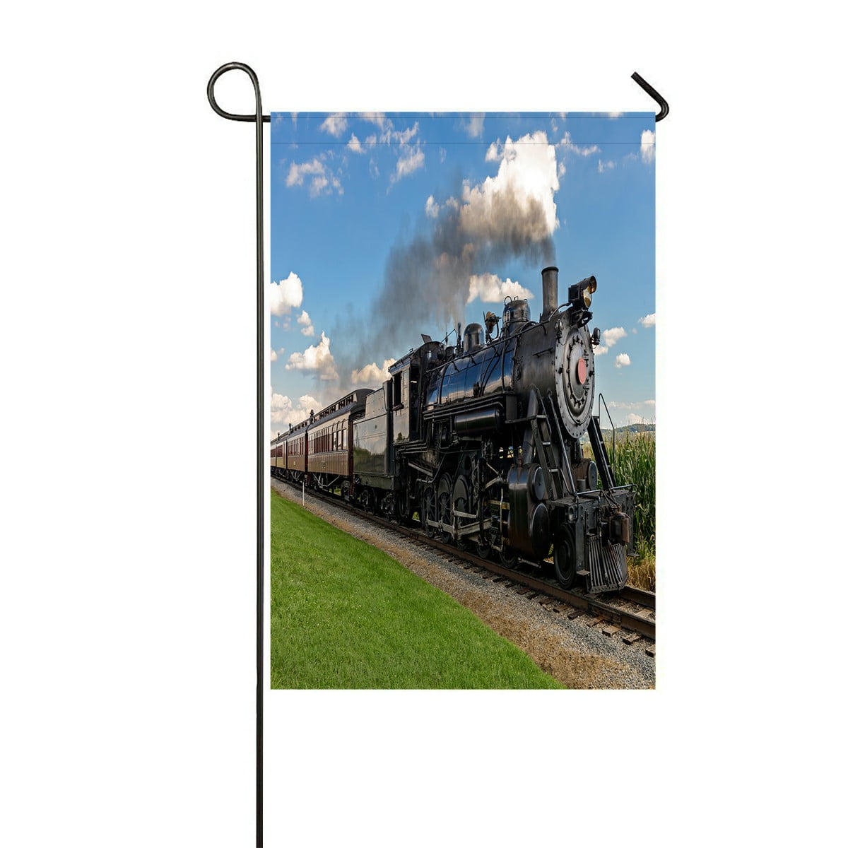 ECZJNT historic steam train passes through the fields Outdoor Flag Home ...