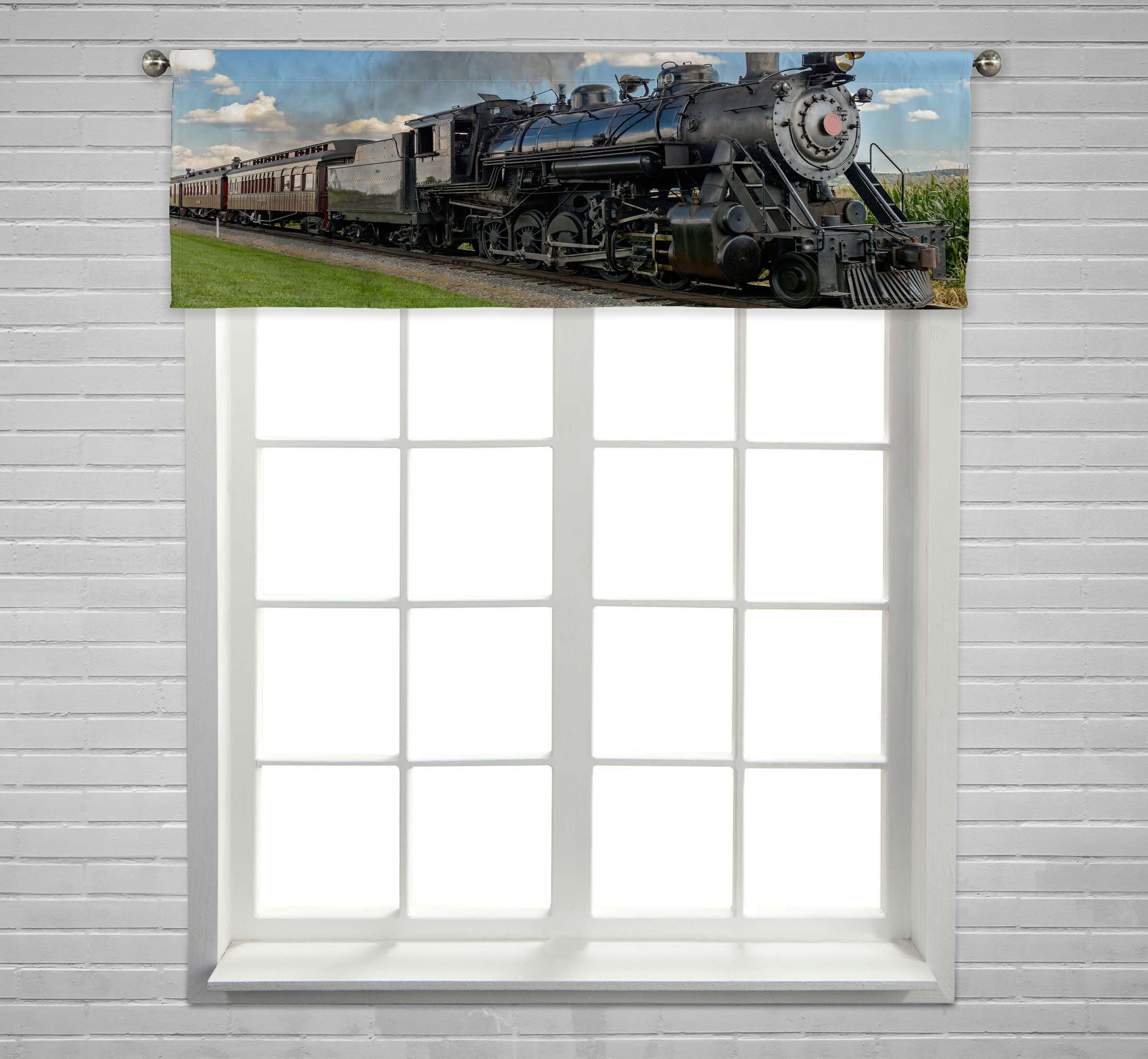 ECZJNT historic steam train passes through the fields Window Curtain ...