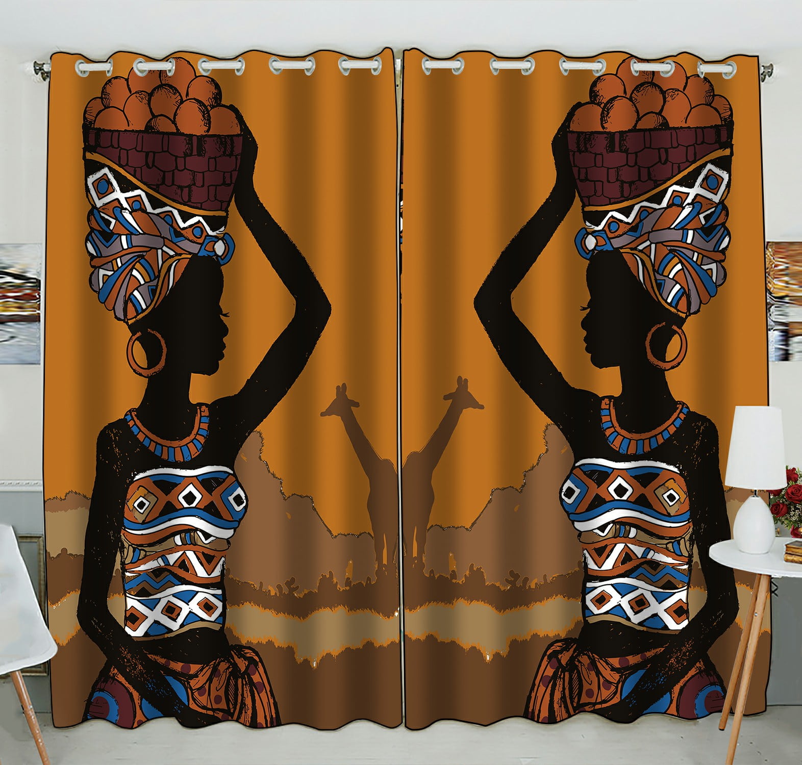 ECZJNT illustration Beautiful black African woman Blackout Window ...