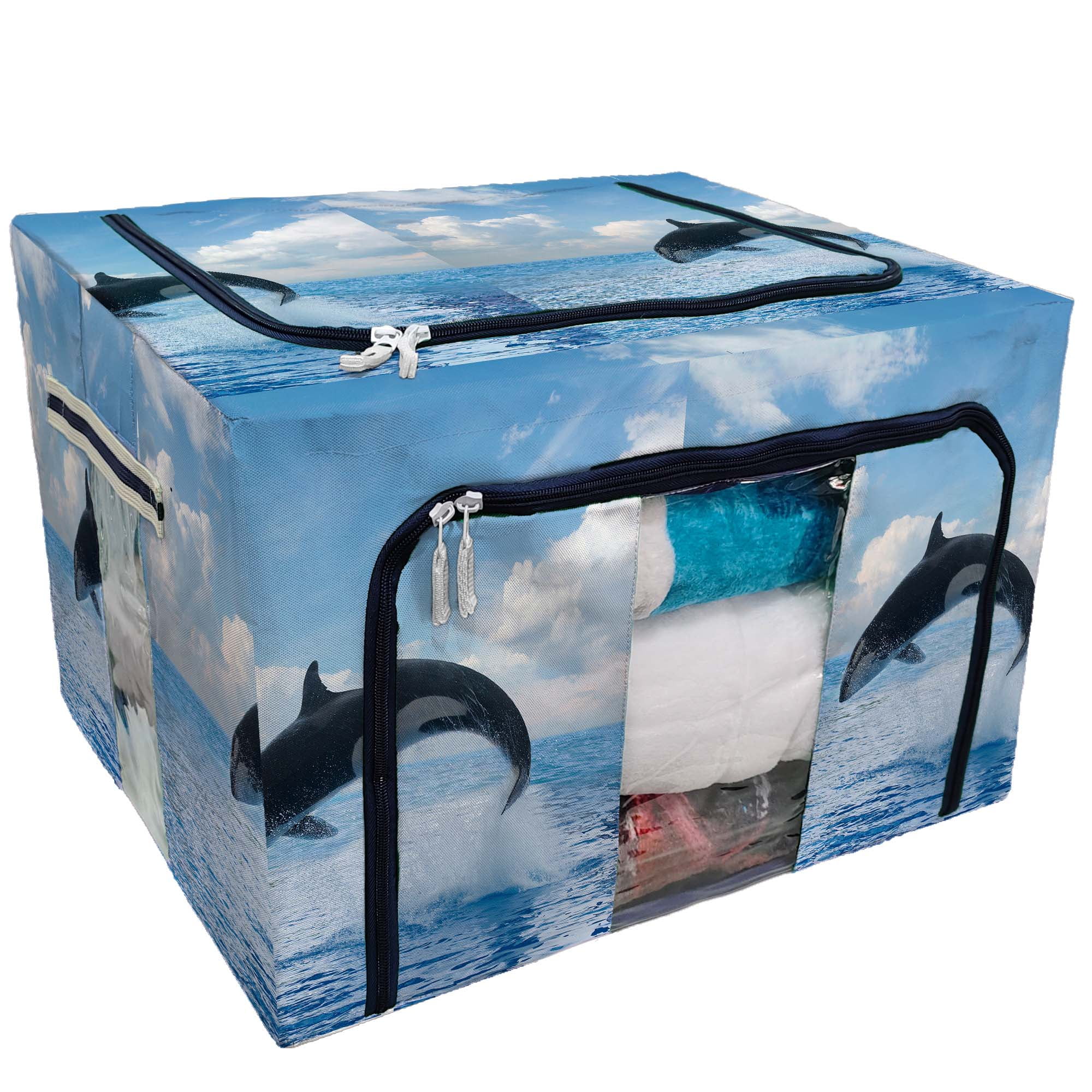 ECZJNT jumping killer whale seascape ocean waters Storage Bag Clear ...