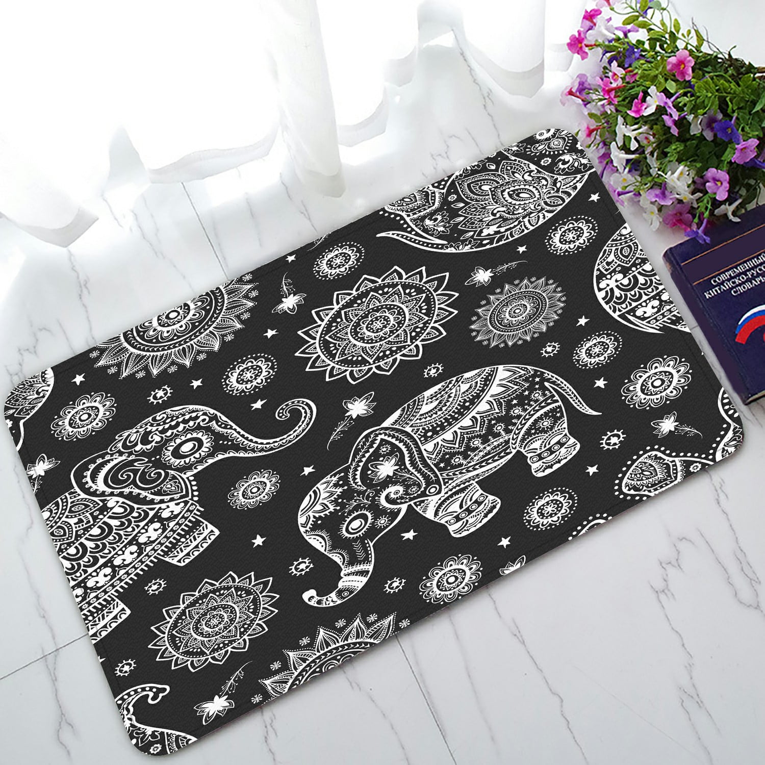 ECZJNT lotus ethnic elephant African tribal Doormat Bath Mat Rug ...
