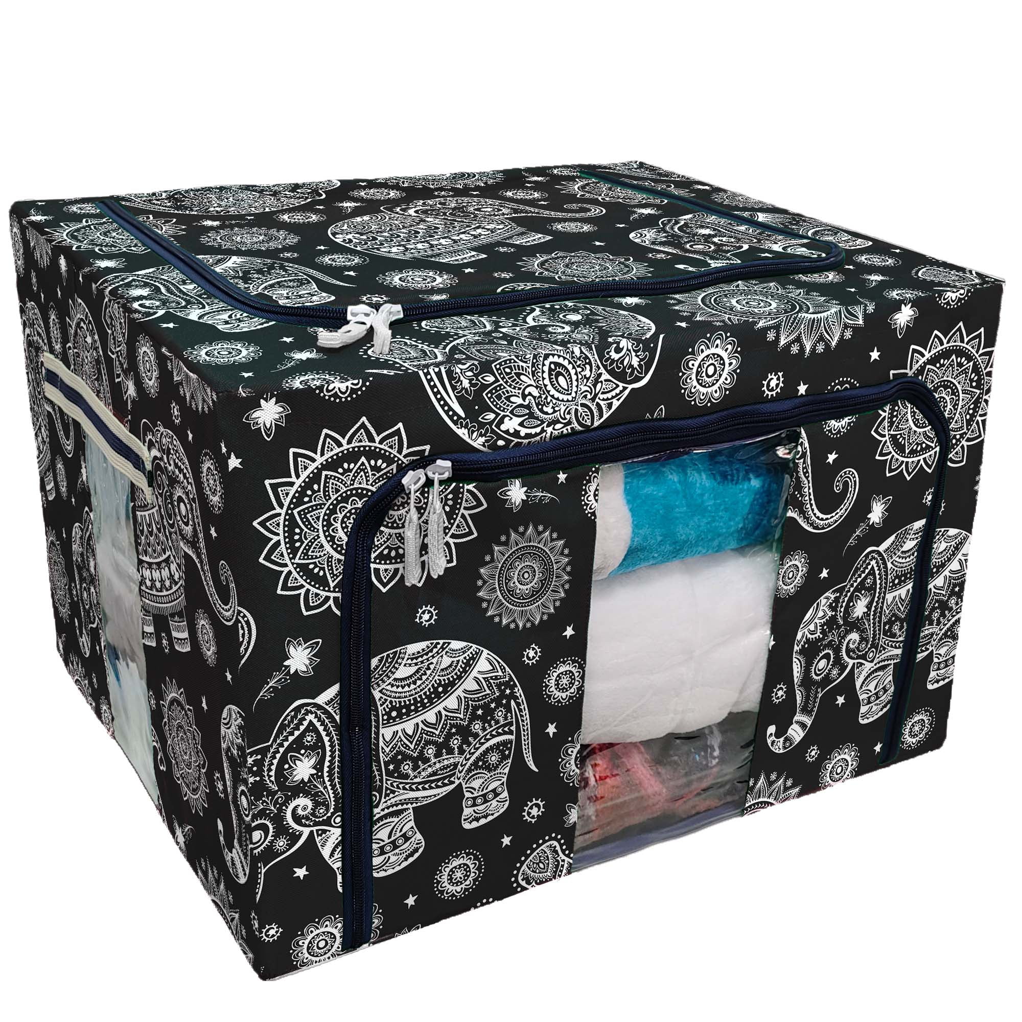 ECZJNT lotus ethnic elephant African tribal Storage Bag Clear Window ...