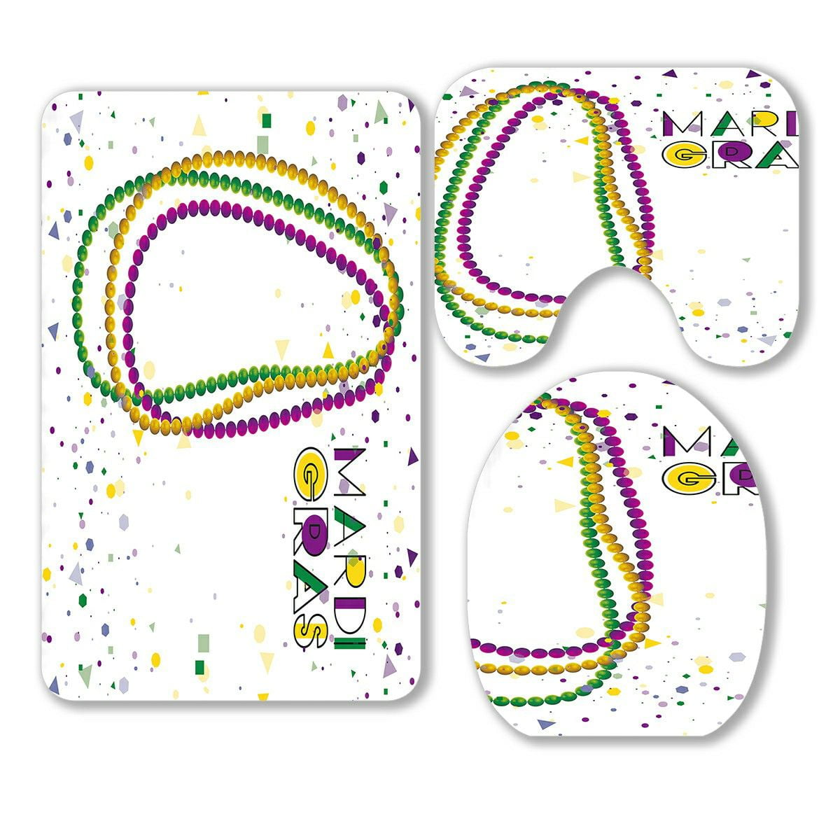 ECZJNT mardi gras necklaces confetti 3 Piece Bathroom Rugs Set Bath Rug ...