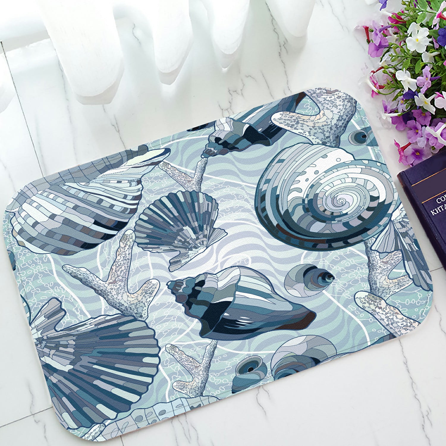ECZJNT nautical style seashells Welcome Doormat Bath Mat Rug Entrance ...