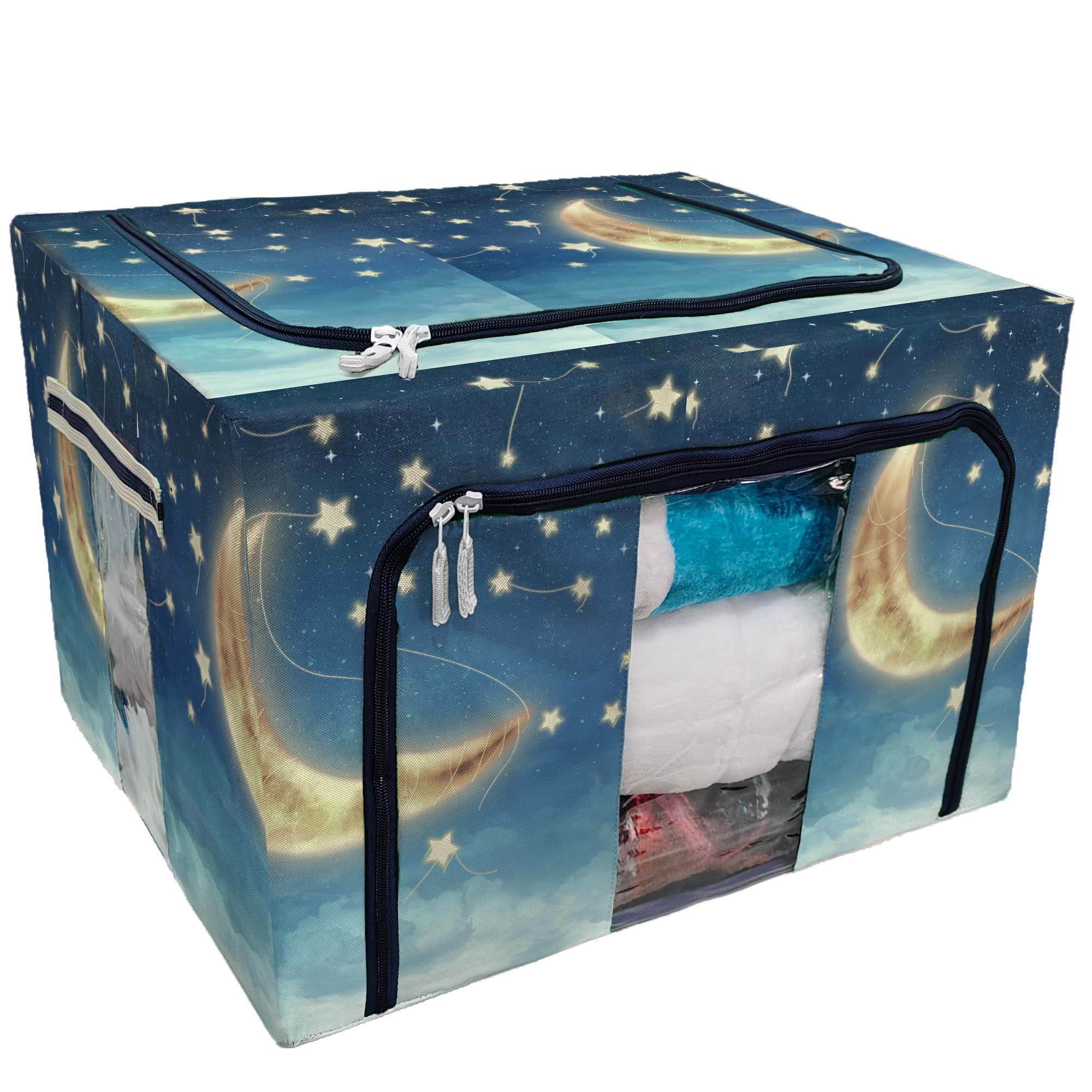 ECZJNT night sky with fantastic moon Storage Bag Clear Window Storage ...
