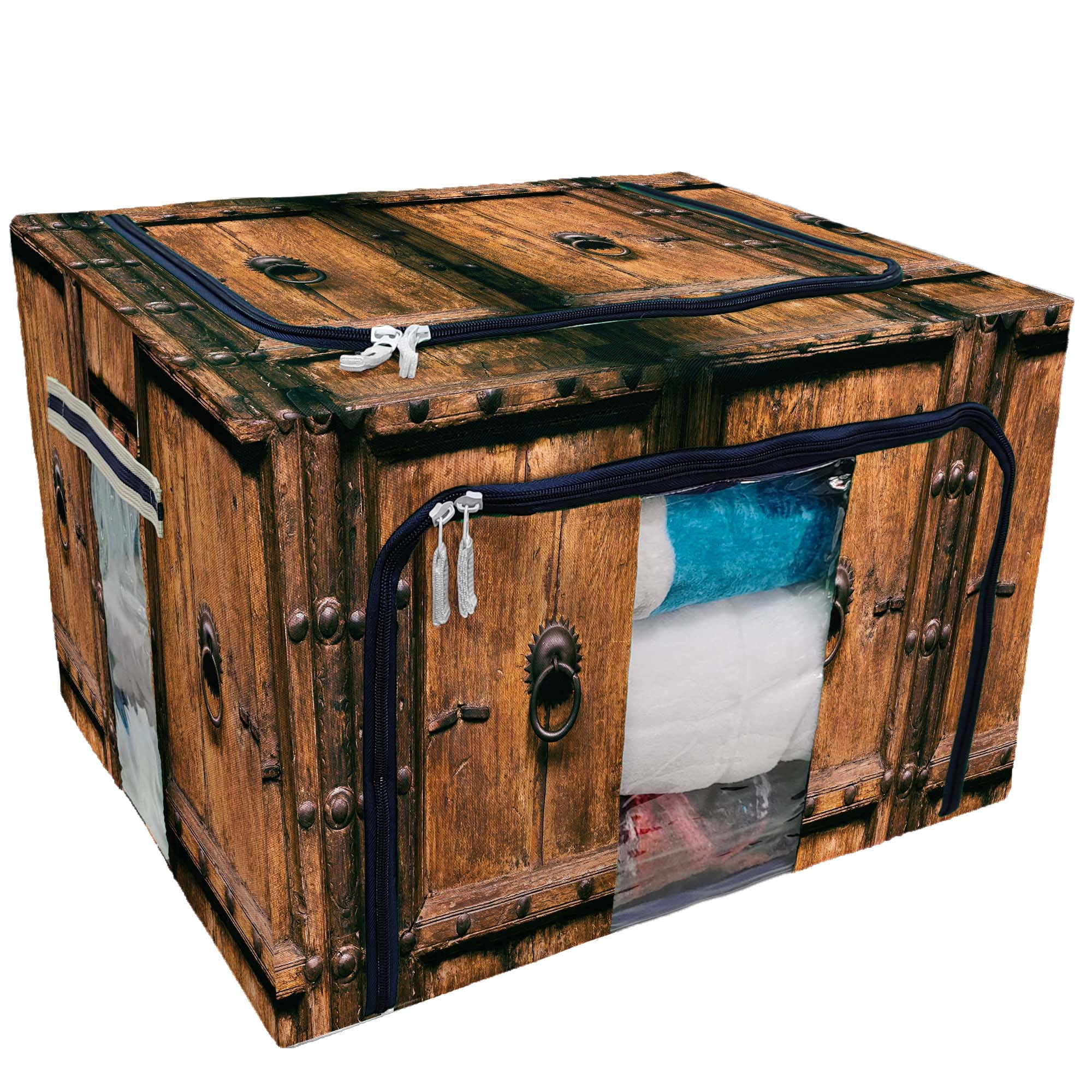 ECZJNT old wooden door Storage Bag Clear Window Storage Bins Boxes ...
