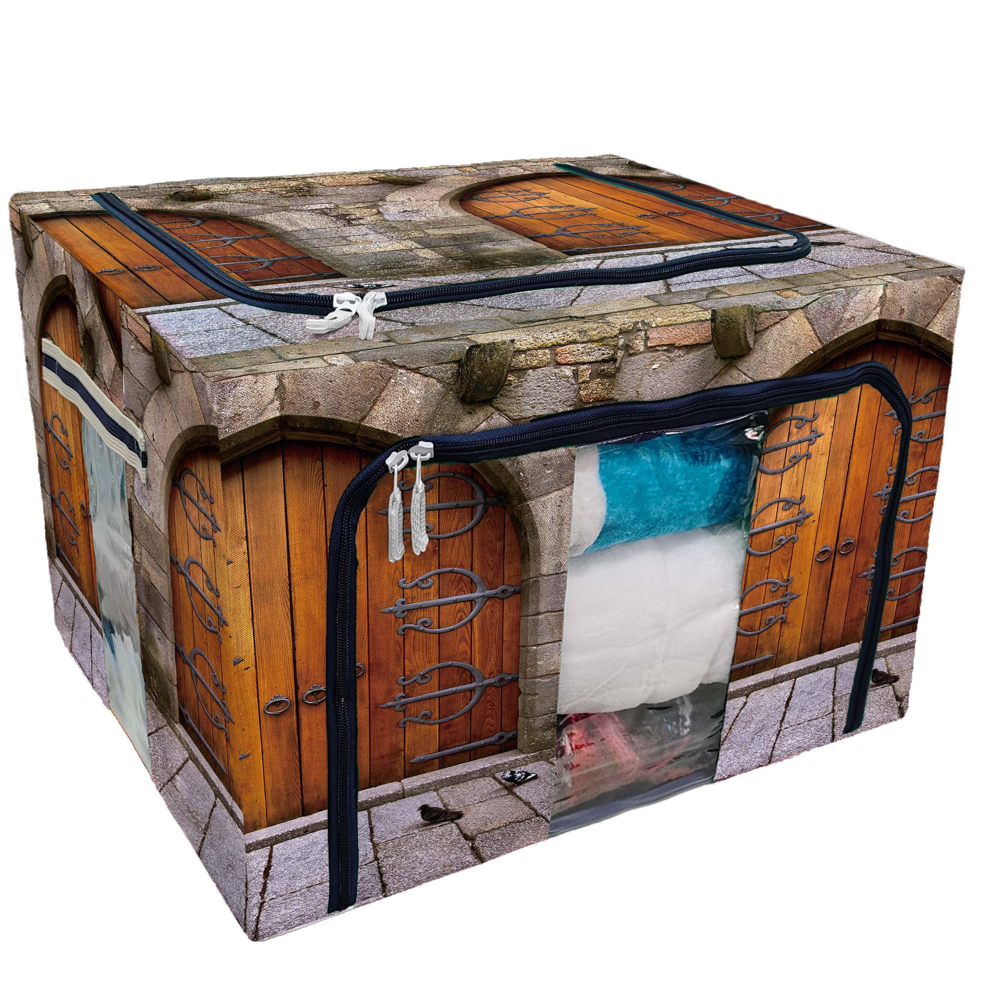 ECZJNT old wooden door iron ornaments medieval castle Storage Bag Clear ...