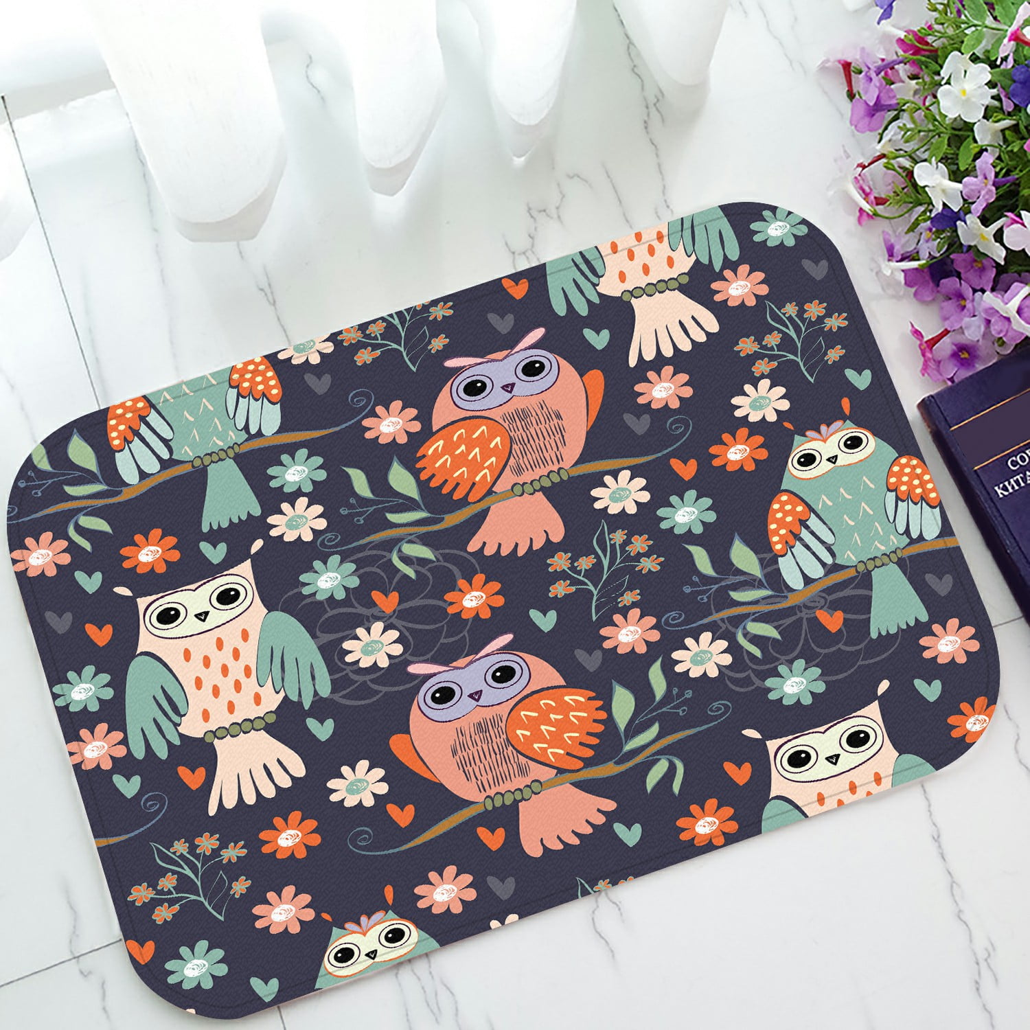 ECZJNT owl sitting on the branches Doormat Bath Mat Rug Entrance Rug ...