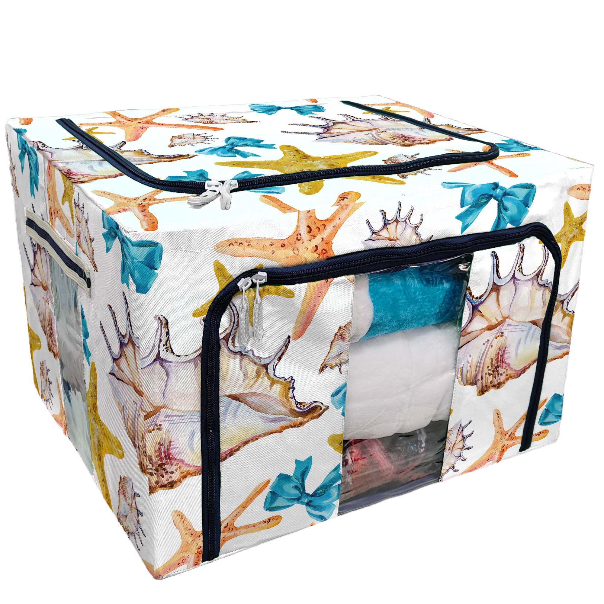 ECZJNT pattern sea shells stars for Storage Bag Clear Window Storage ...
