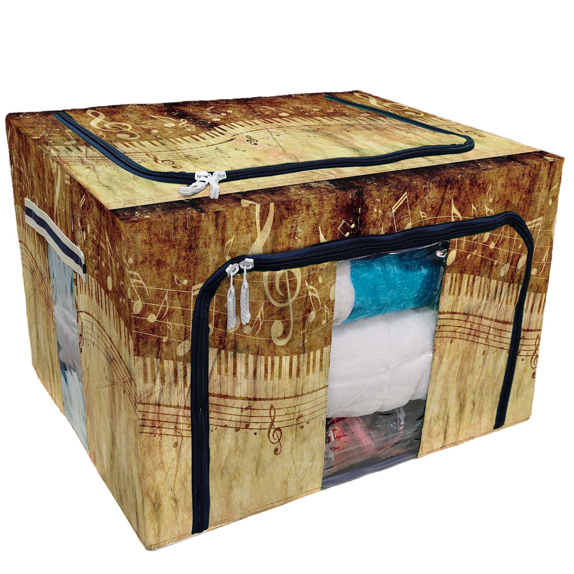 ECZJNT piano keys musical notes grunge Storage Bag Clear Window Storage ...