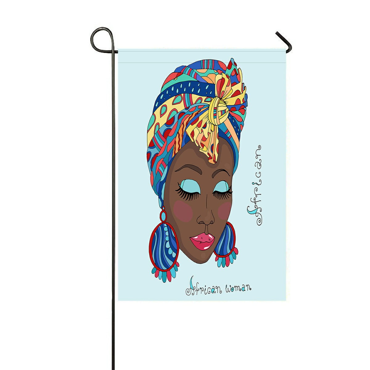 ECZJNT portrait African girl scarf drape ornament knot Outdoor Flag ...