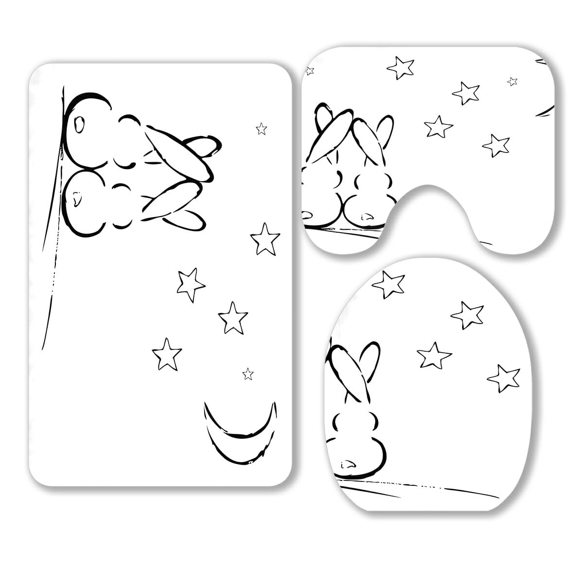 ECZJNT rabbits in love 3 Piece Bathroom Rugs Set Bath Rug Contour Mat ...