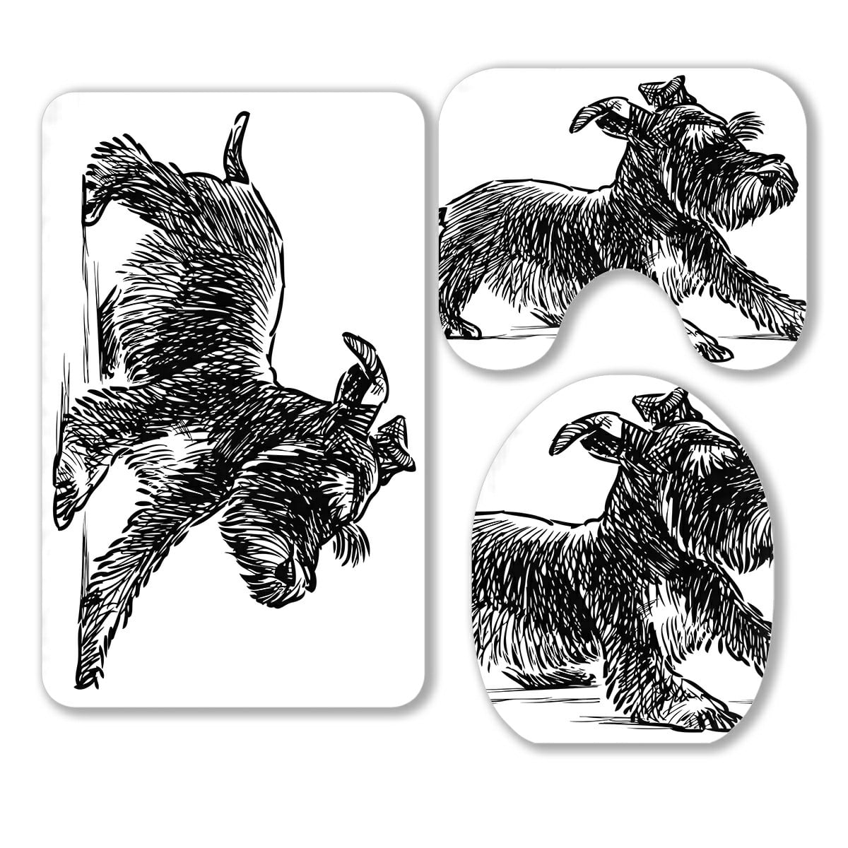 ECZJNT schnauzer puppy 3 Piece Bathroom Rugs Set Bath Rug Contour Mat ...