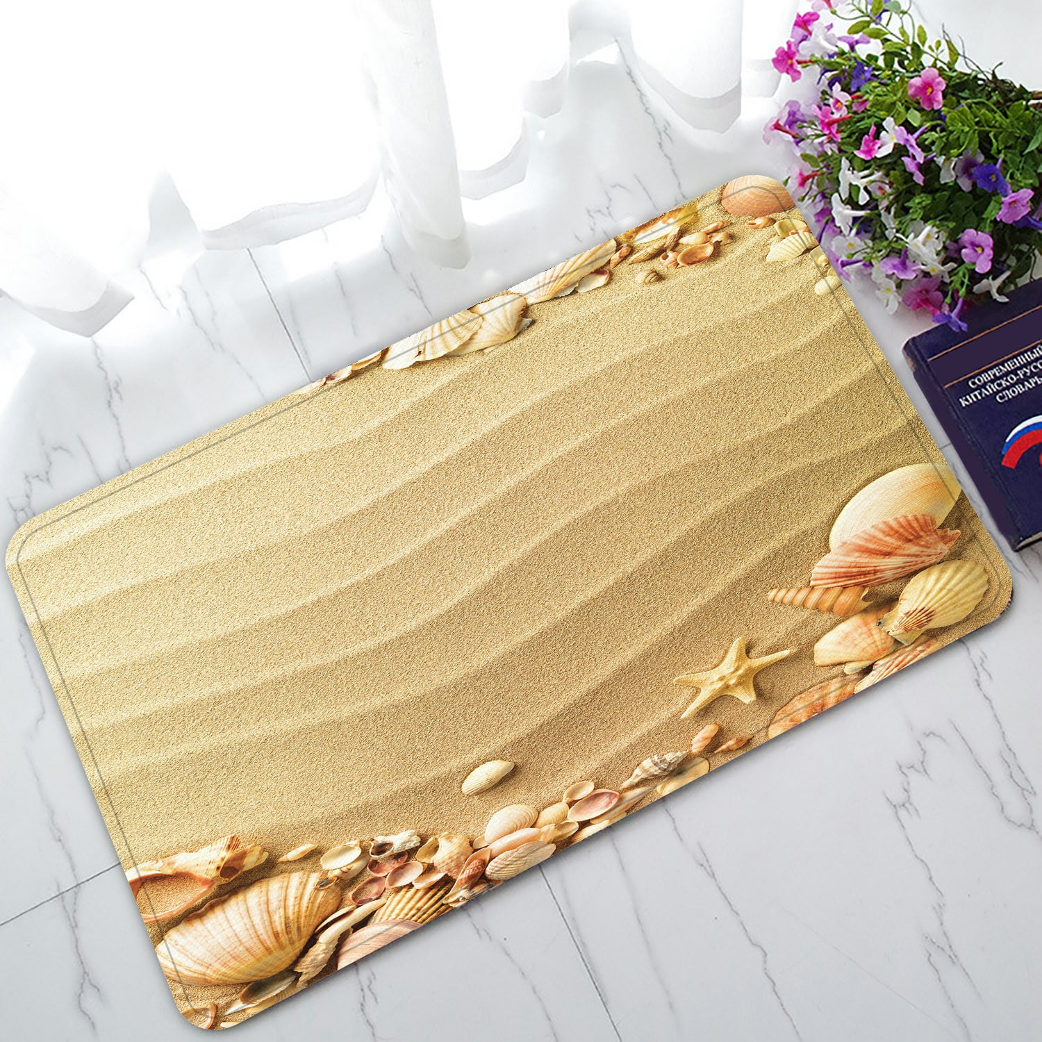 ECZJNT sea shells with sand Welcome Doormat Bath Mat Rug Entrance Rug ...