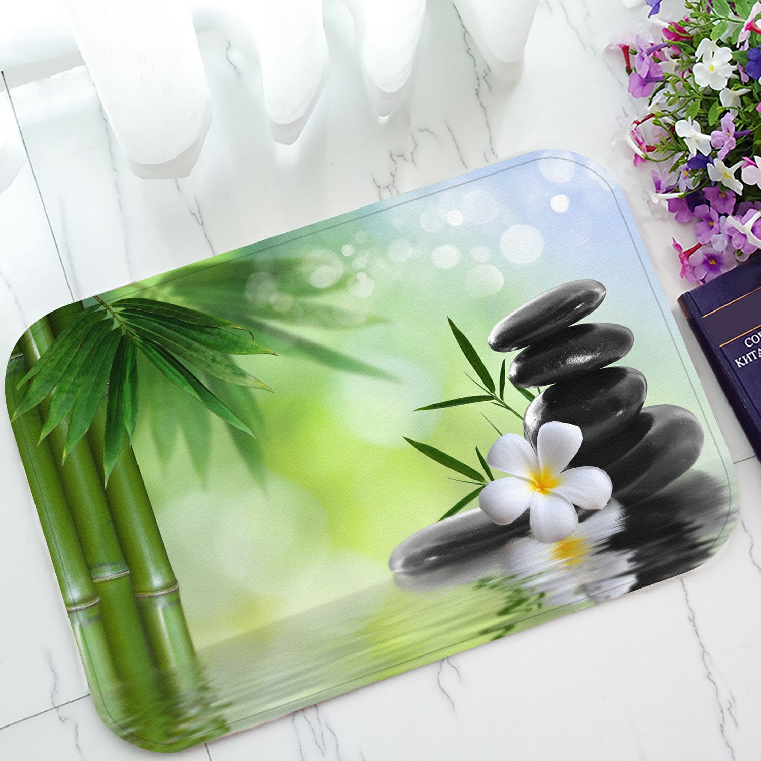 ECZJNT spa zen basalt stones Welcome Doormat Bath Mat Rug Entrance Rug ...