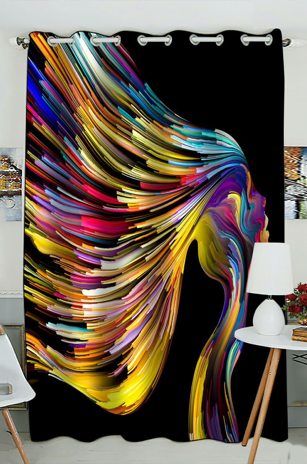 ECZJNT streaks color subject art Blackout Window Curtain Drapery One ...