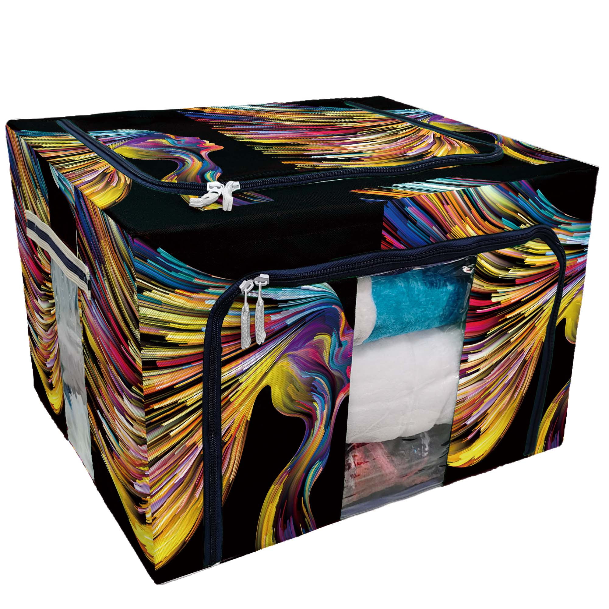 ECZJNT streaks color subject art Storage Bag Clear Window Storage Bins ...