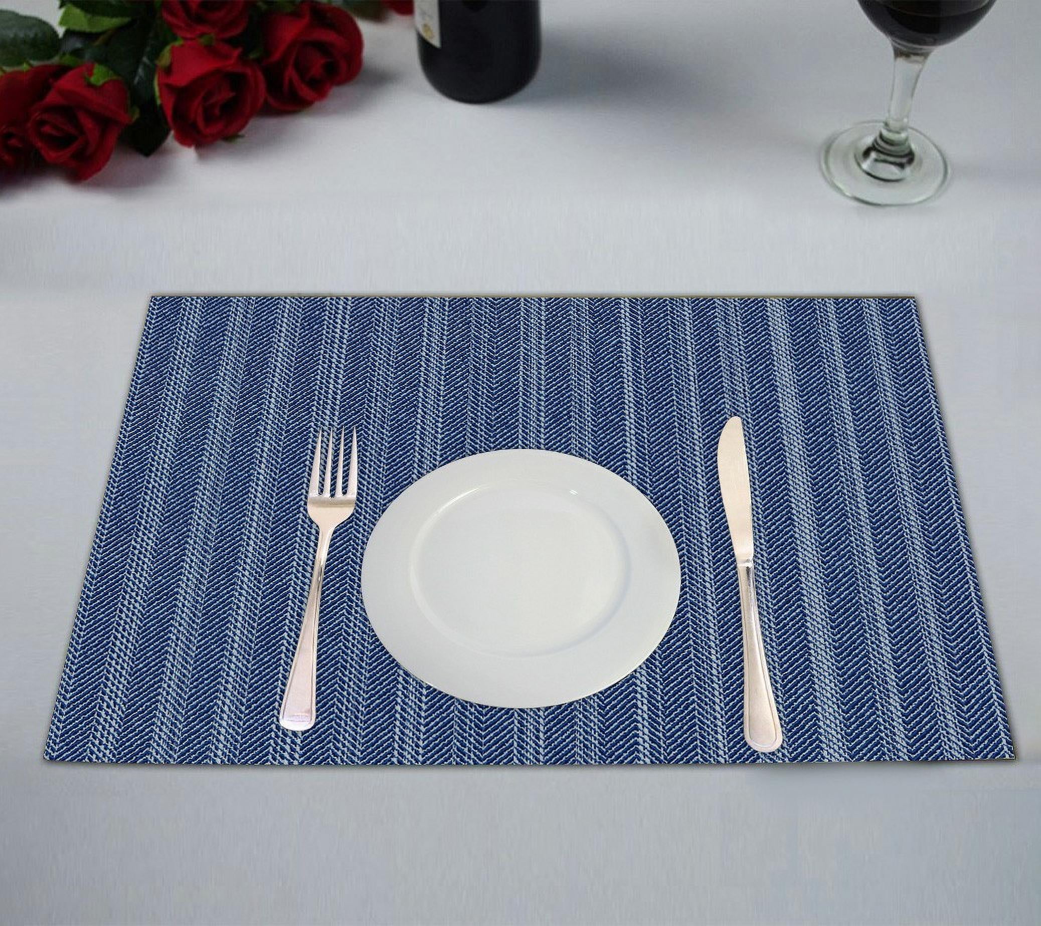 ECZJNT subtle washed blue denim fabric herringbone textured Placemat ...