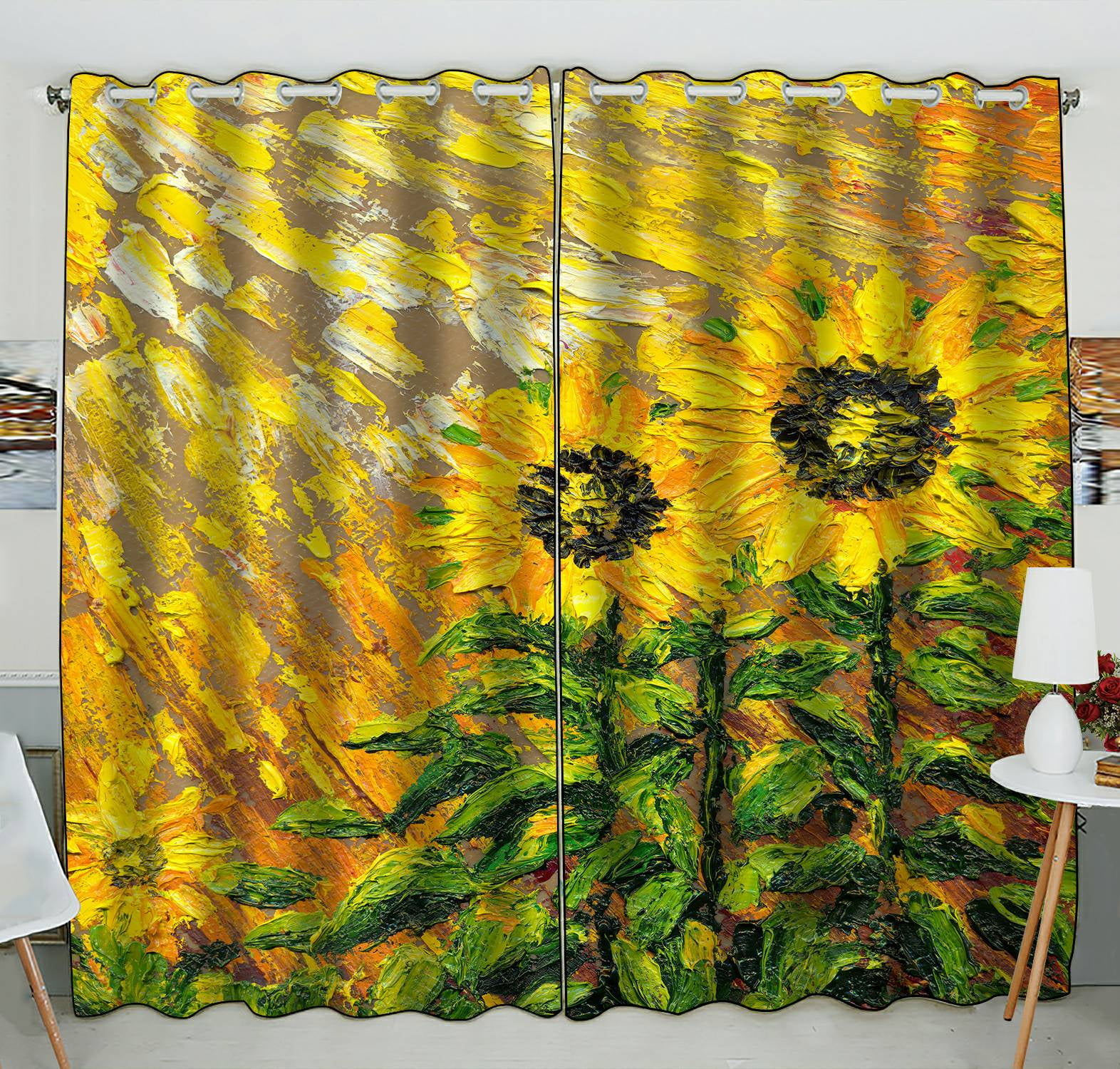 ECZJNT sunshine sunflowers Blackout Window Curtain Drapery Panels 52x84 ...