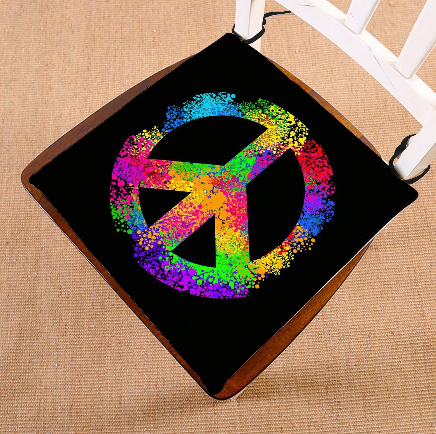 ECZJNT symbols fingers Pacific letterin love peace 60s 70s seat pad ...