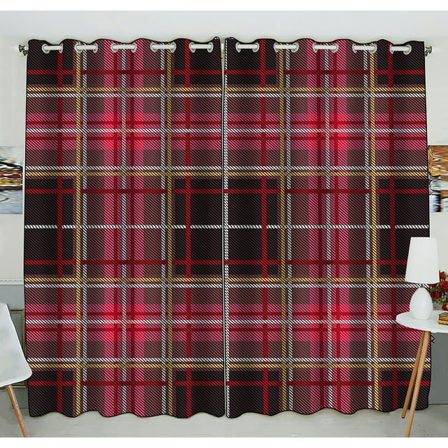 ECZJNT tartan plaid Christmas decoration scottish ornament Blackout ...