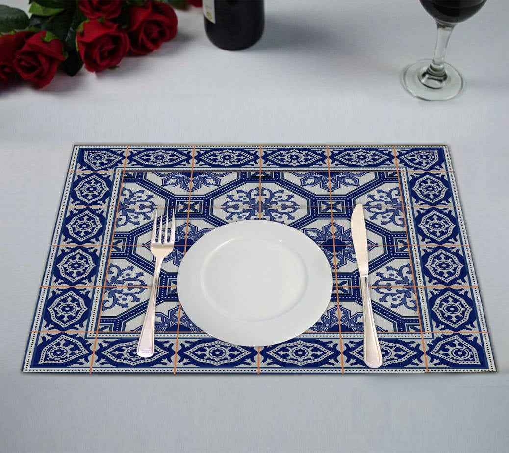 ECZJNT tiles border Moroccan Portuguese Azulejo Placemat Table Mat Cup ...