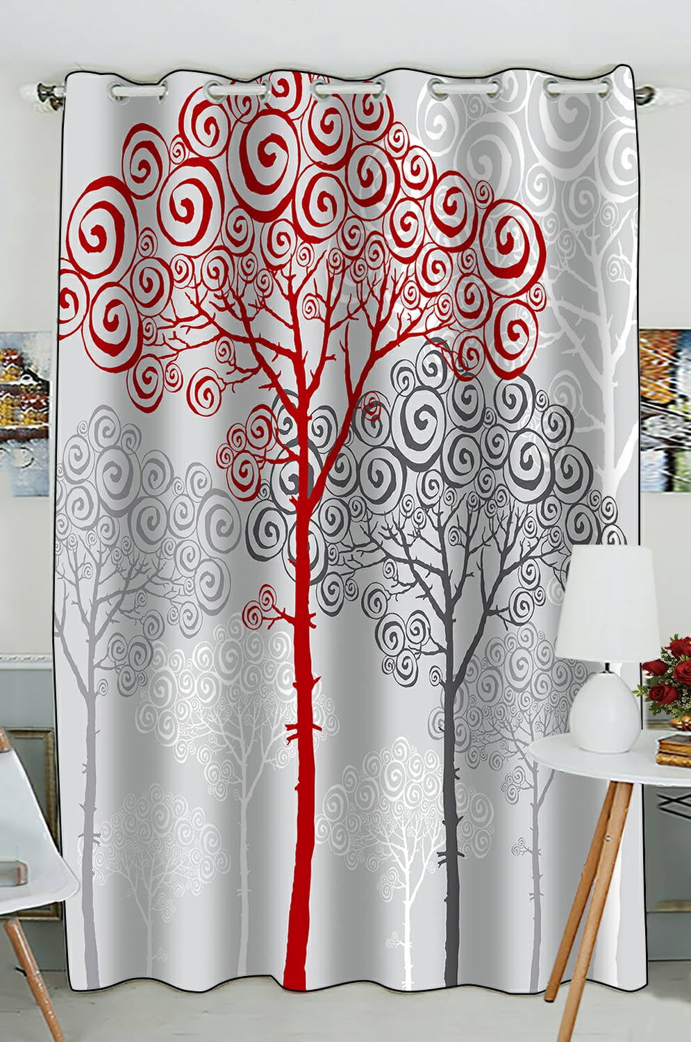 ECZJNT tree pine silhouette tree xmas Blackout Window Curtain Drapery ...